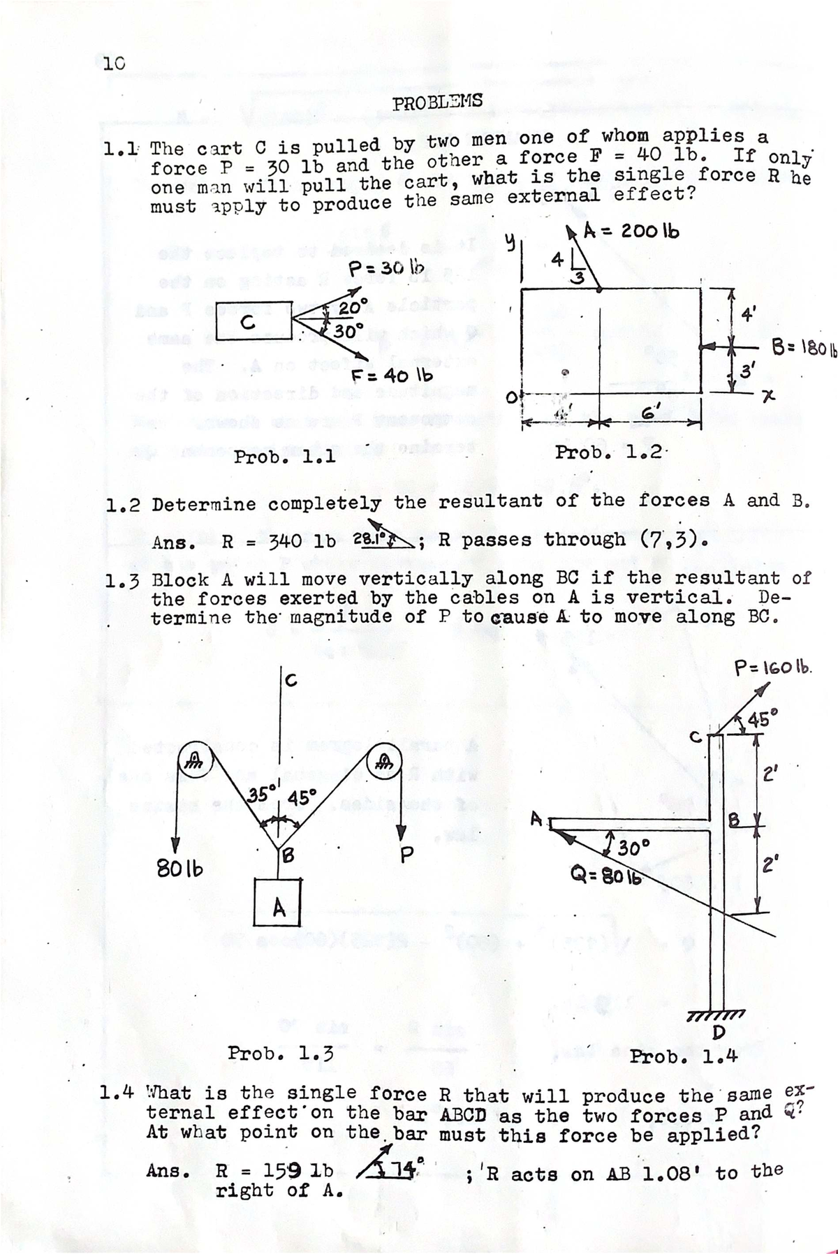 Problem Set 1: Resultant of Force System Analysis - Studocu