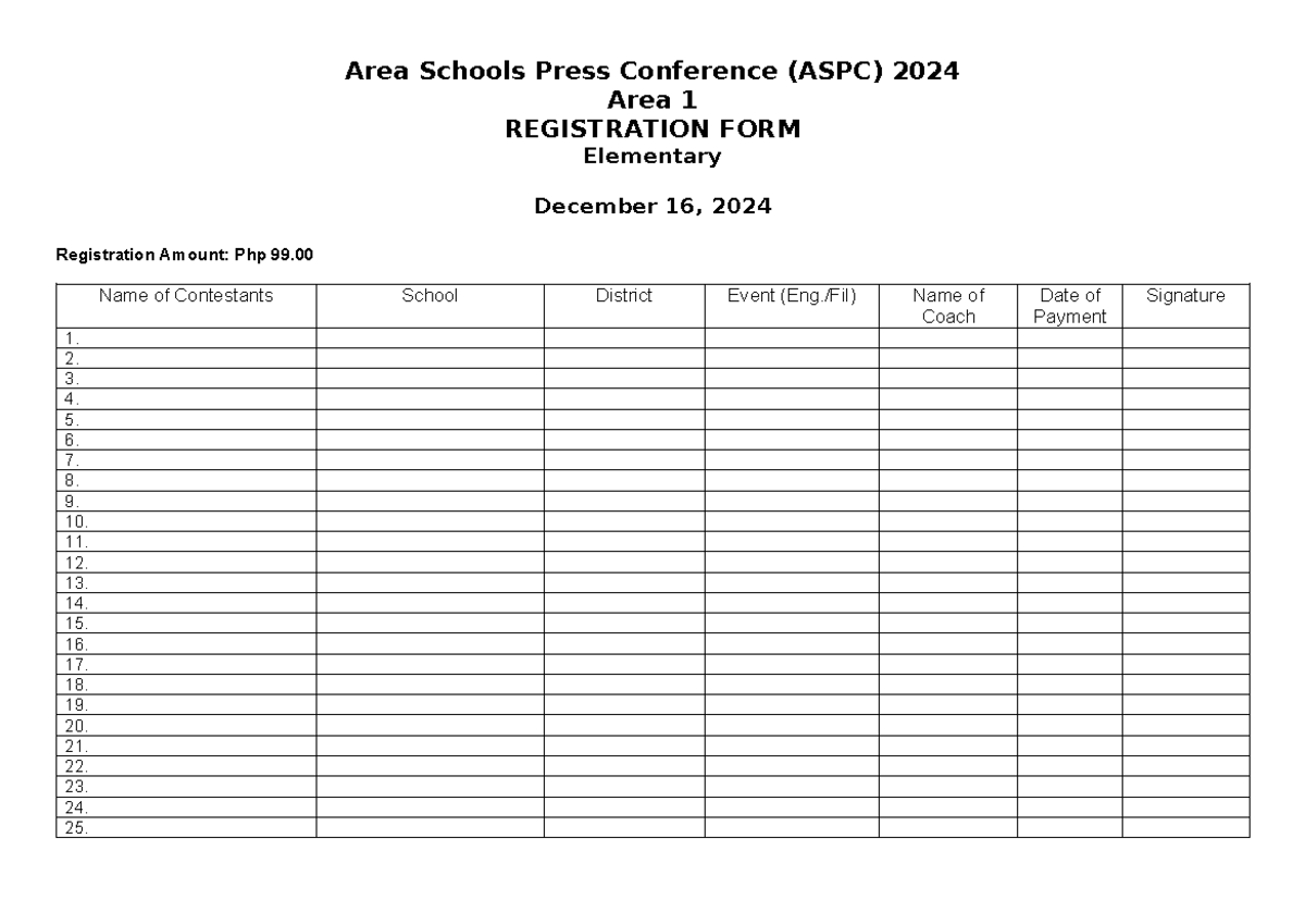 ASPC 2024 Registration FORM - Area Schools Press Conference (ASPC) 2024 ...