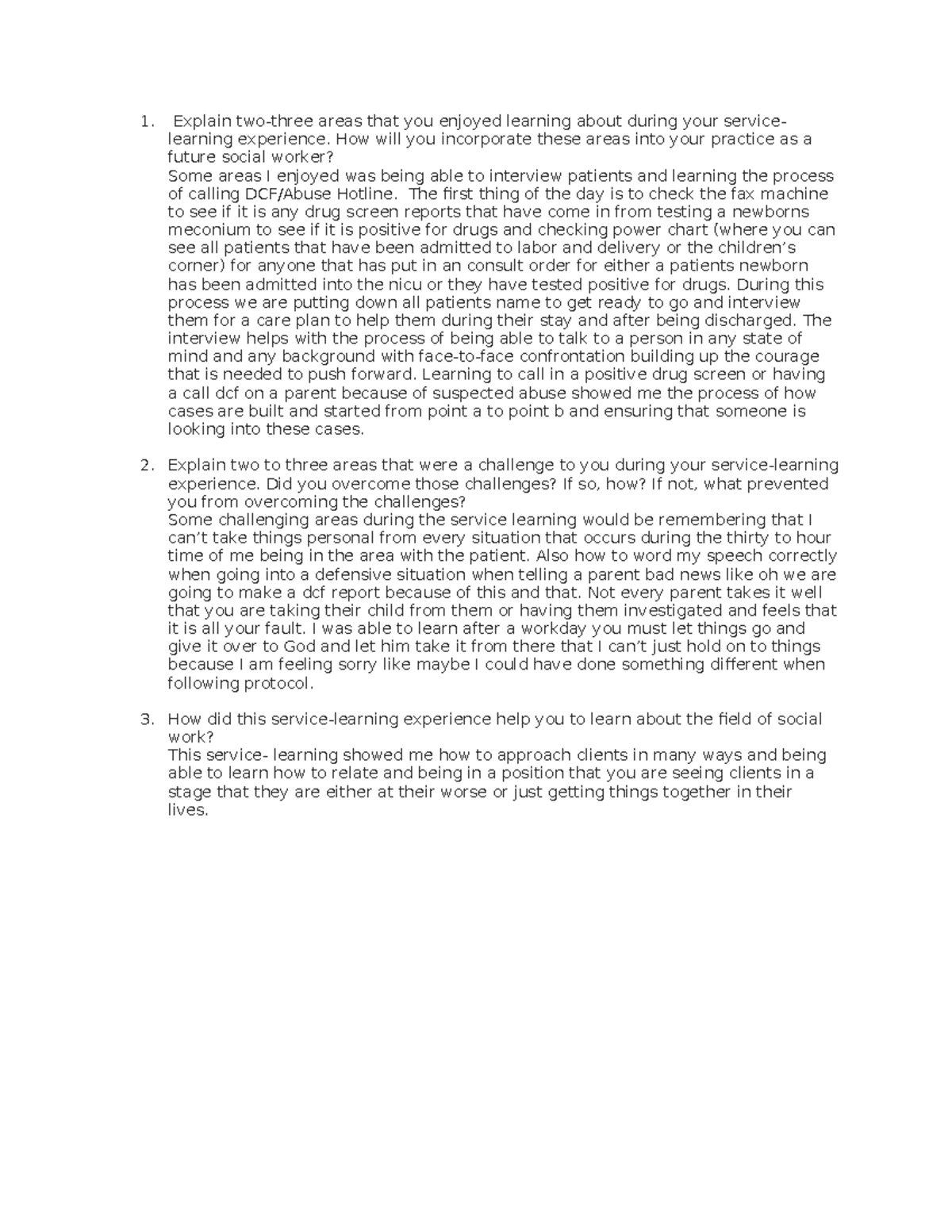 SWK 350 Final Service-Learning Evaluation & Reflection Insights - Studocu