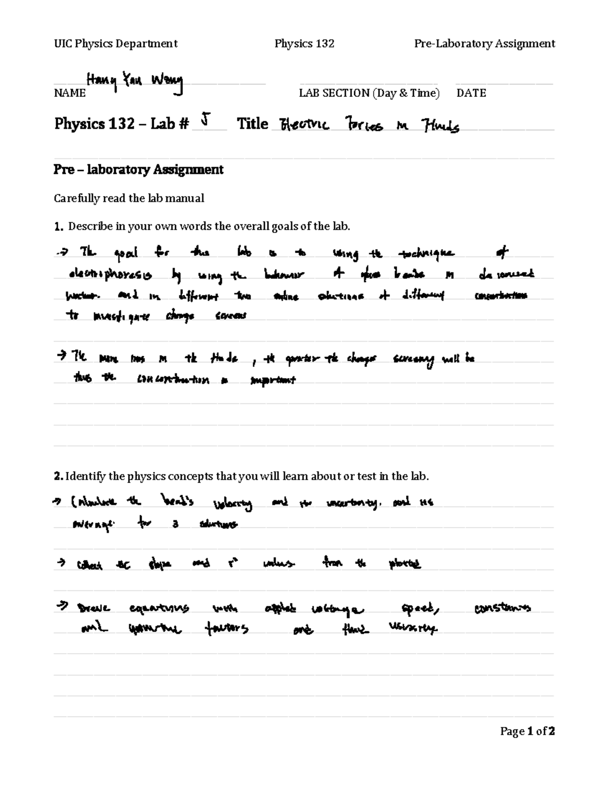 Lab 5 - lab - UIC Physics Department Physics 132 Pre-Laboratory ...