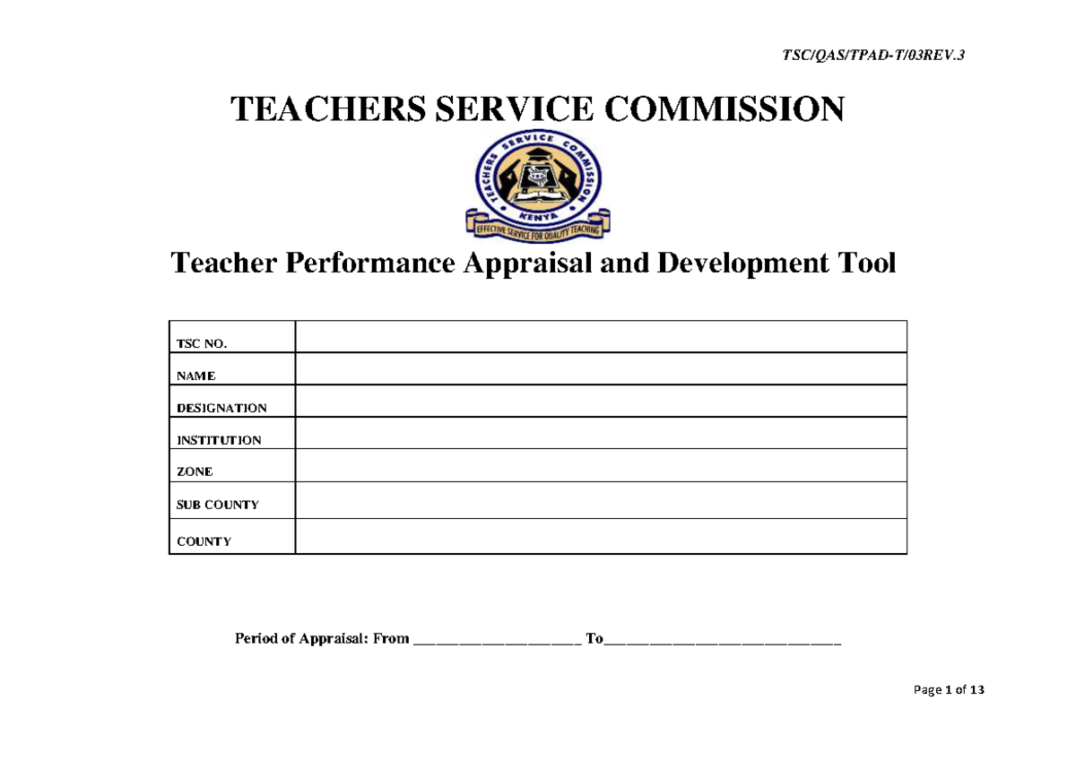 Teacher Performance Appraisal and Development Tool (TPAD) Guide - Studocu
