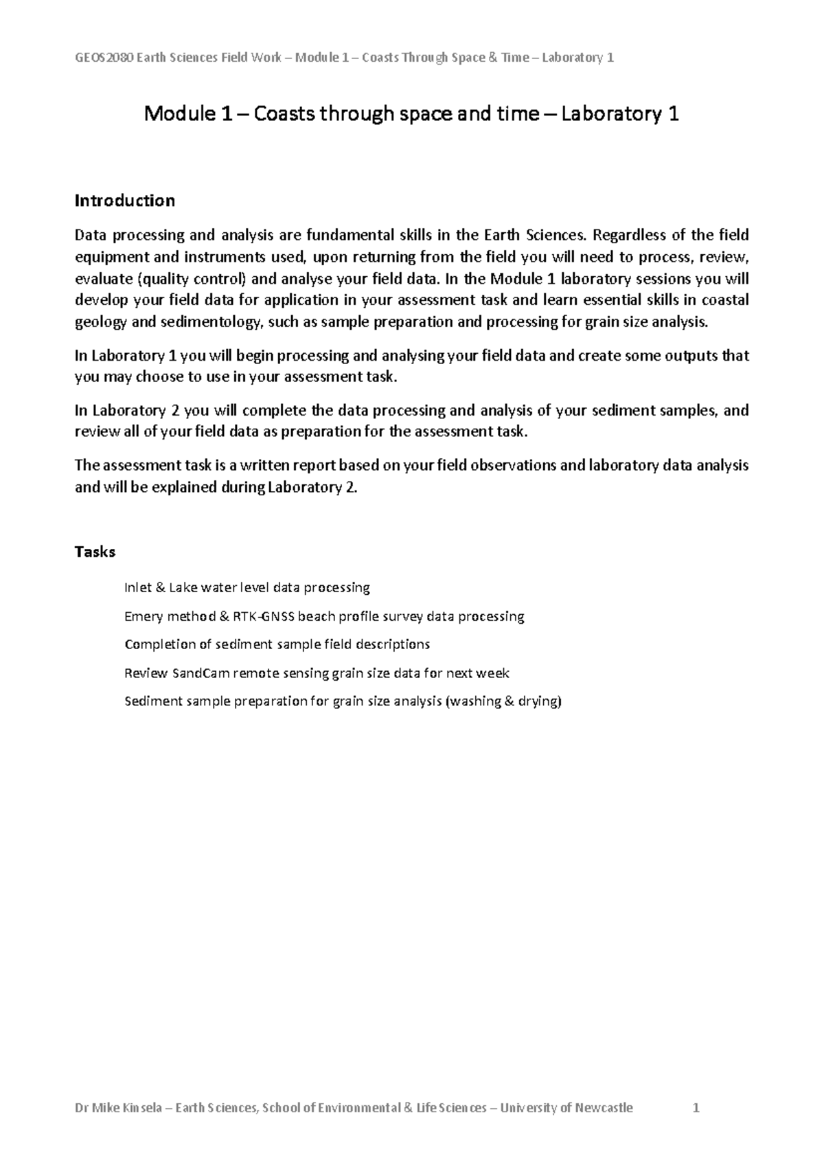 GEOS2080 Module 1 Coasts Lab 1: Data Processing & Analysis - Studocu