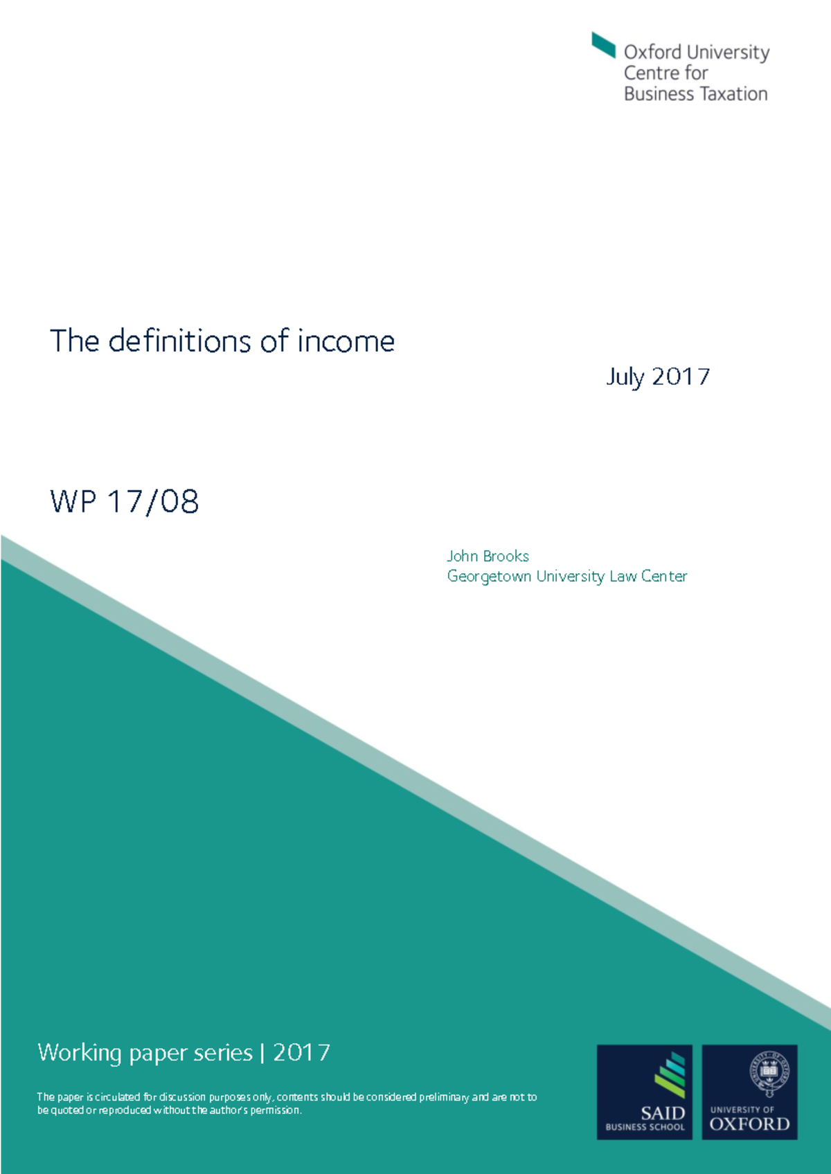The Definitions of Income: A Critical Examination (LAW 101) - Studocu