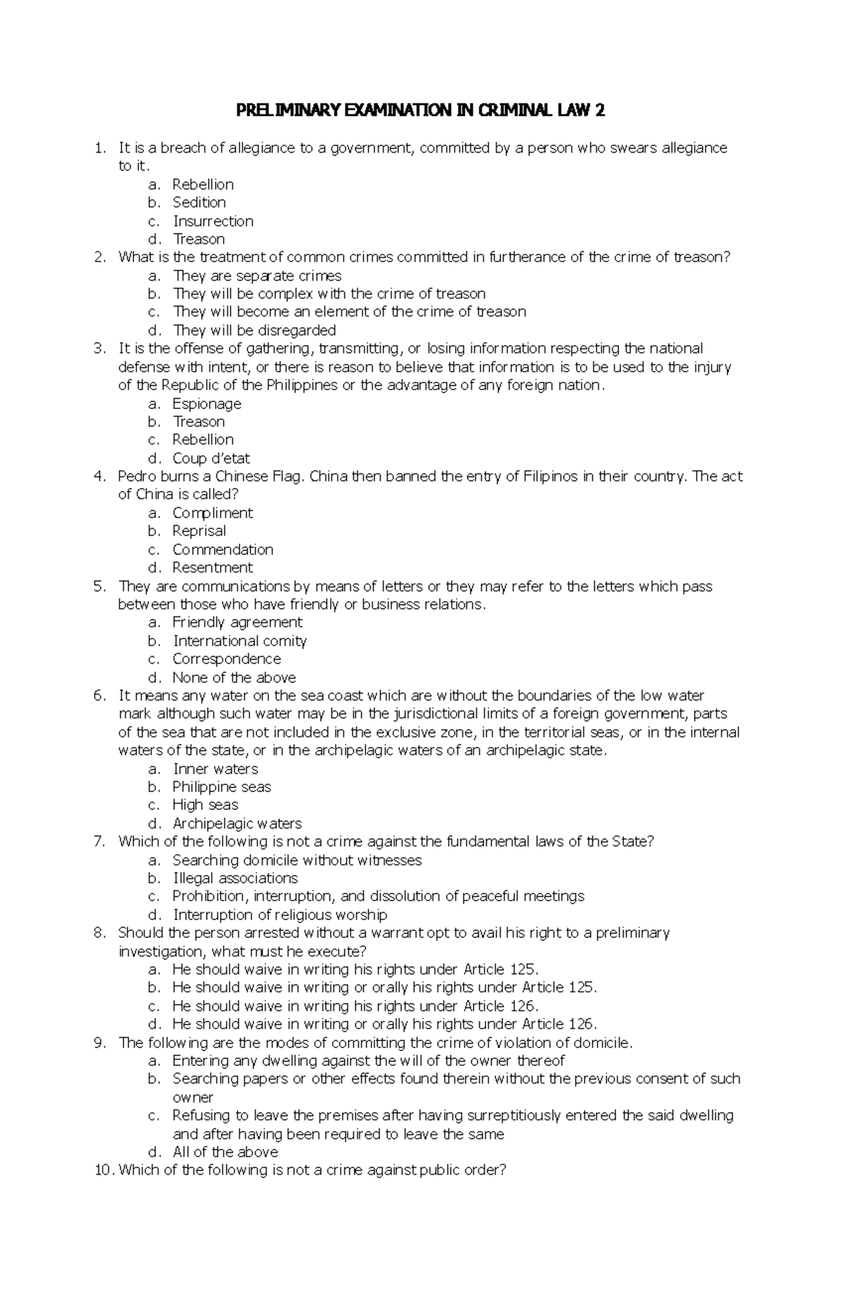 Preliminary Examination questions - PRELIMINARY EXAMINATION IN CRIMINAL ...