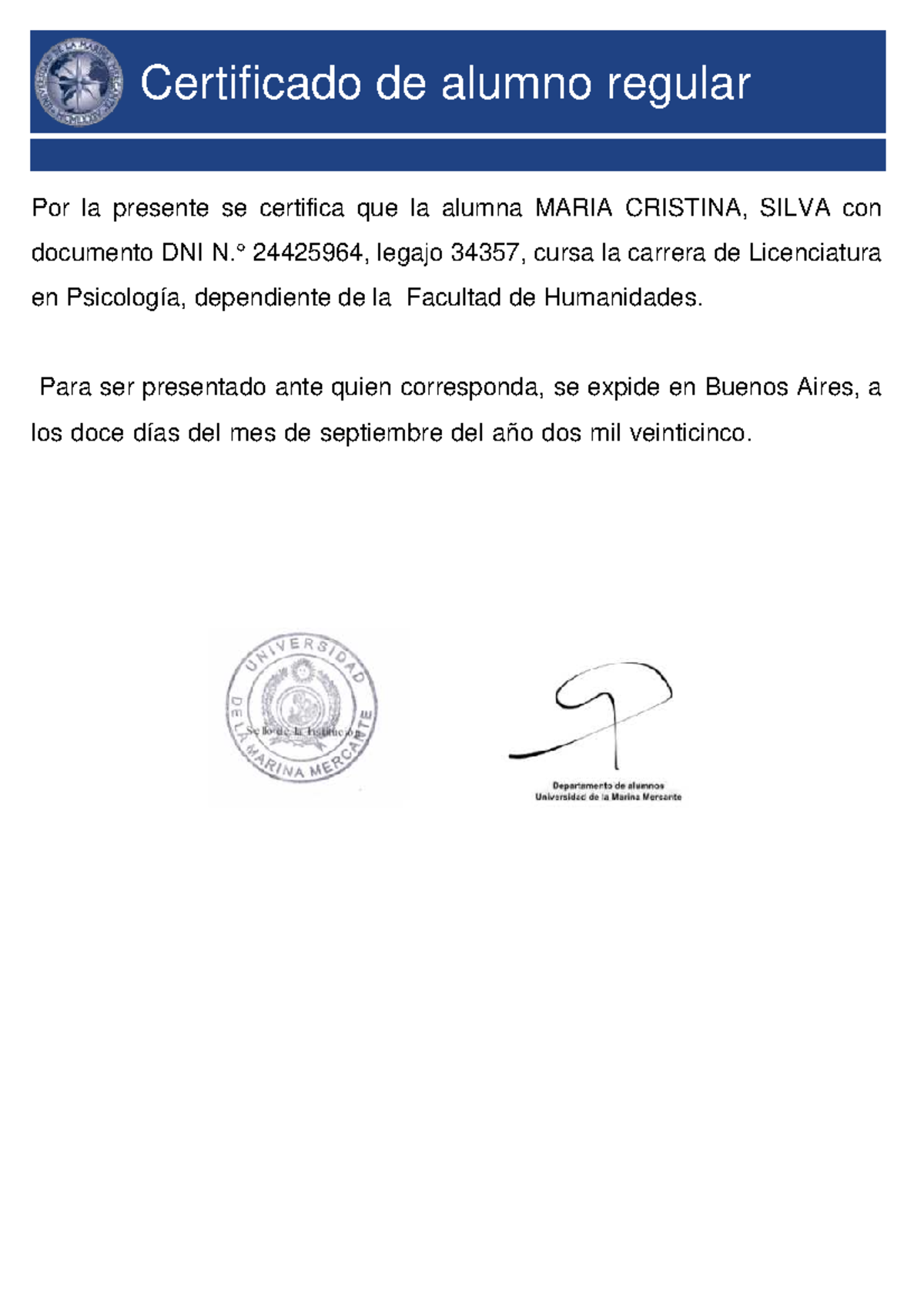Certificado copia - Apuntes - Certificado de alumno regular Por la ...
