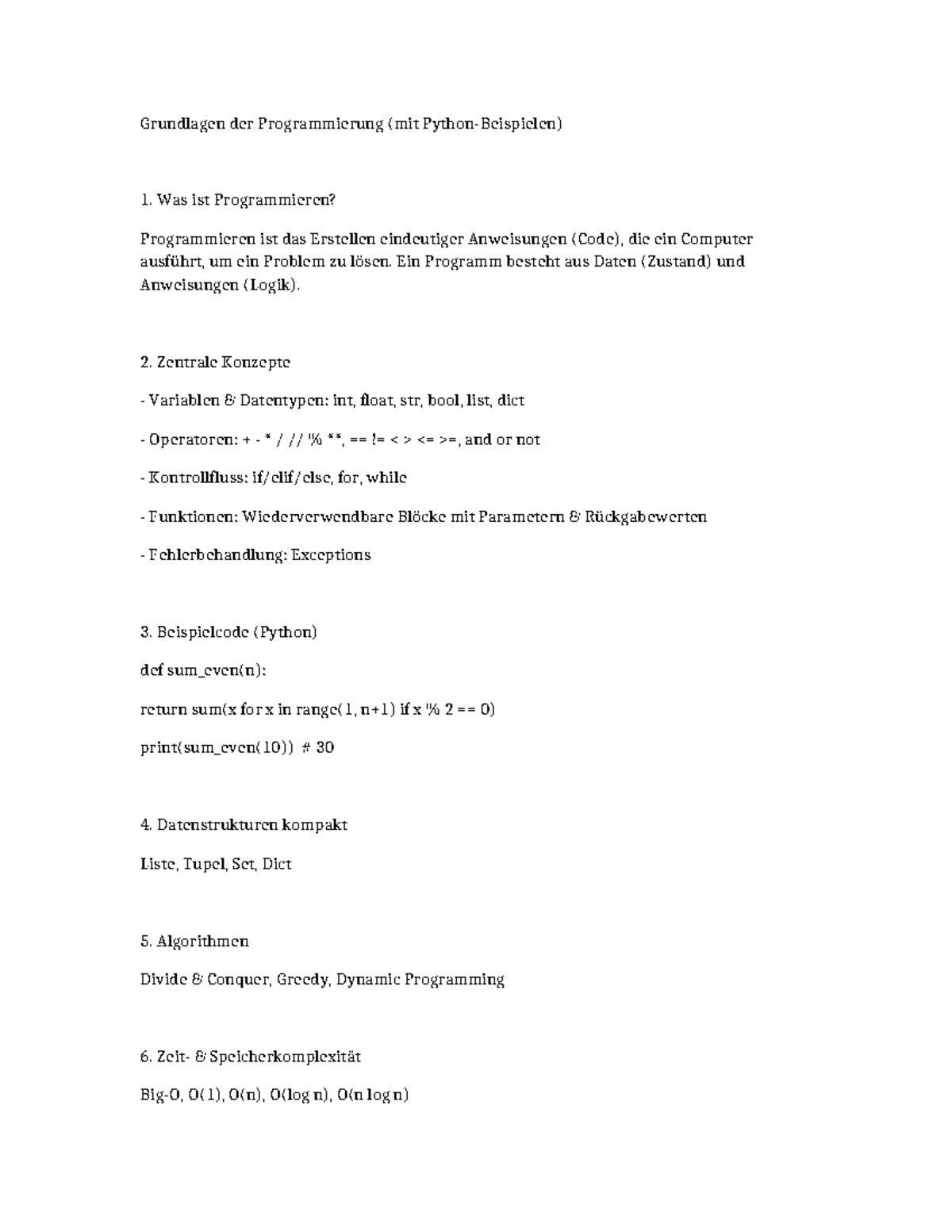 Grundlagen der Programmierung: Konzepte und Beispiele - Studocu