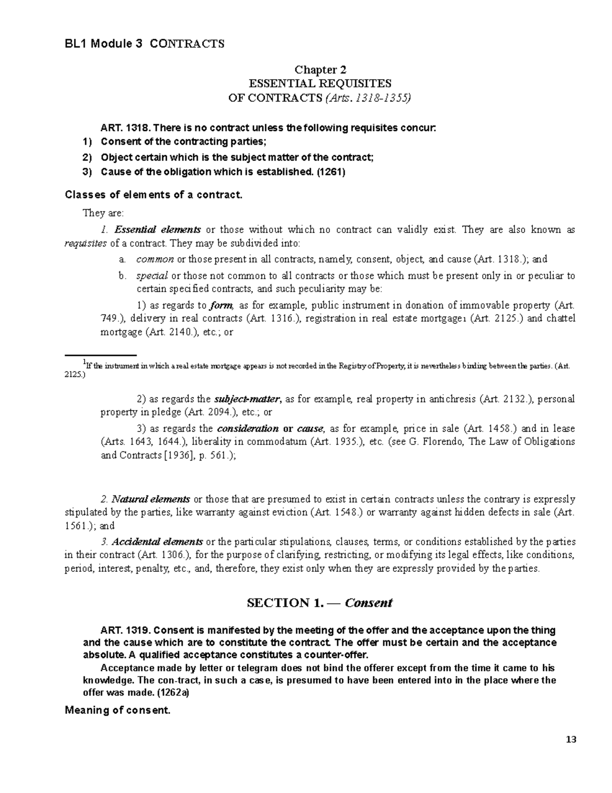 Contracts-Notes-Chap - BL1 Module 3 CONTRACTS Chapter 2 ESSENTIAL ...