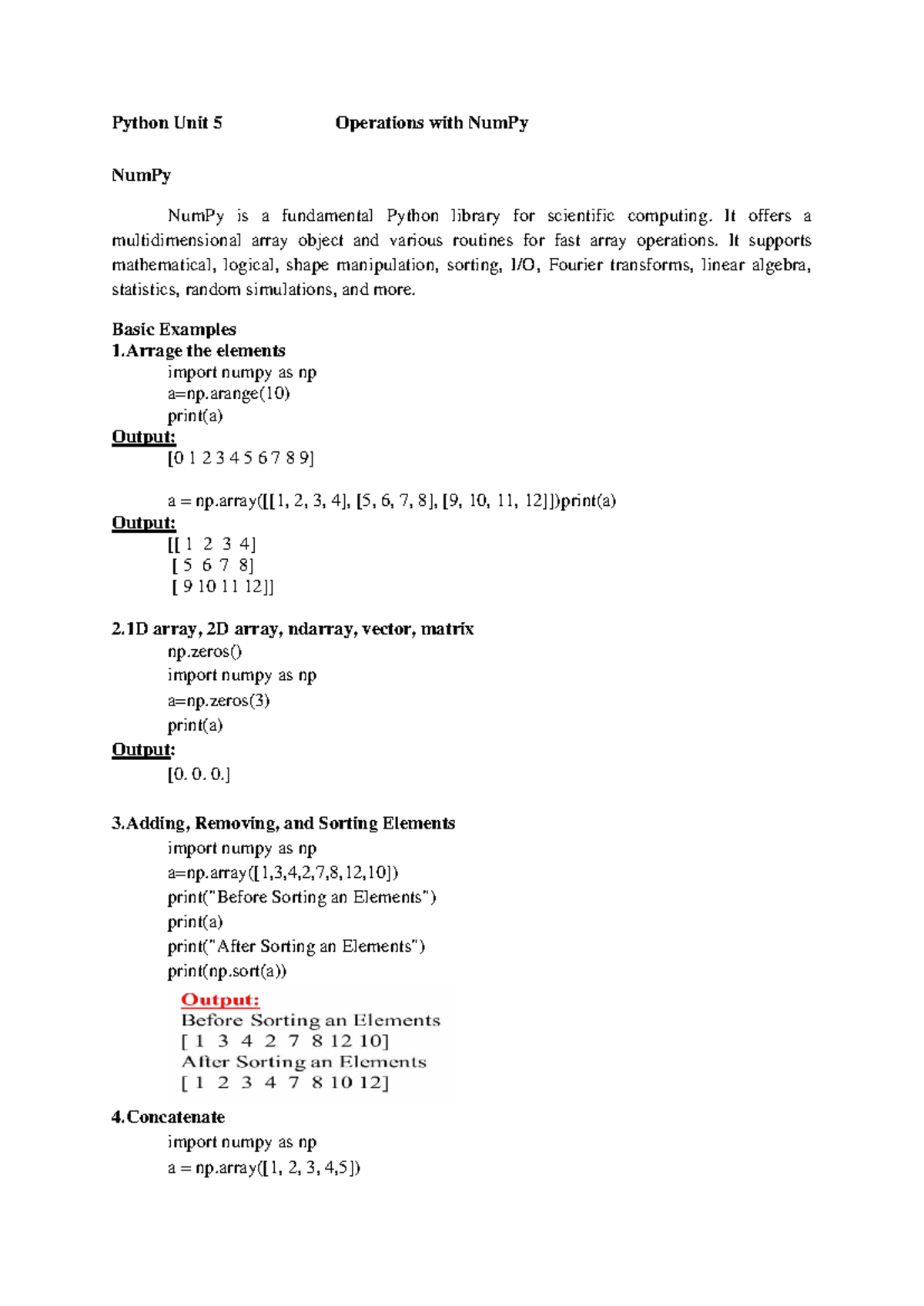 Numpy Programs - Unit 5 imp question - Python Unit 5 Operations with ...