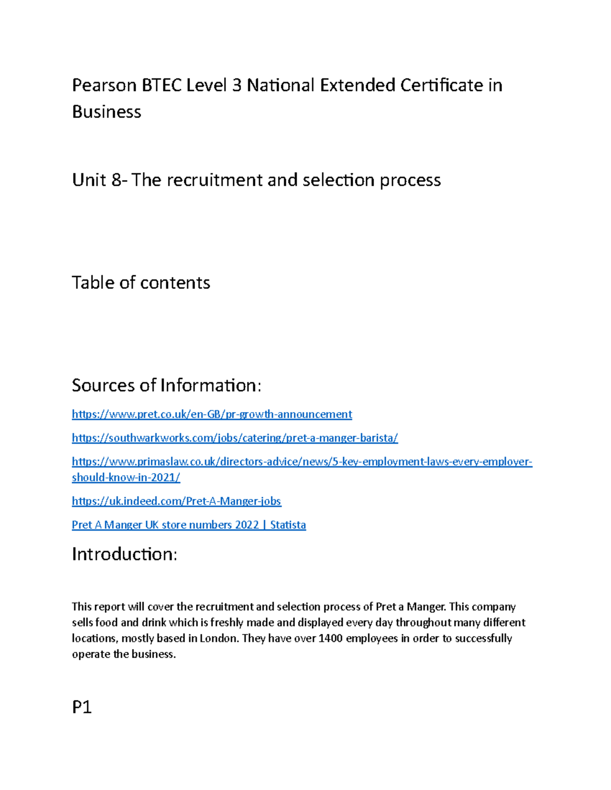 Unit 8 learning aim A Assignment - Pearson BTEC Level 3 National ...