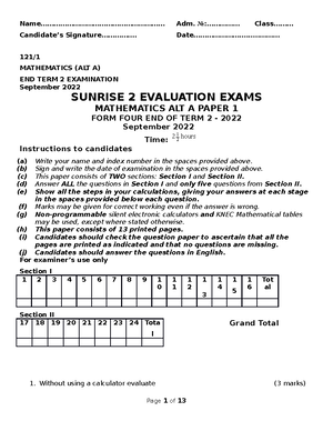 Mathematics - Mathematics Form 2 - Question Paper - ZERAKI ACHIEVERS ...