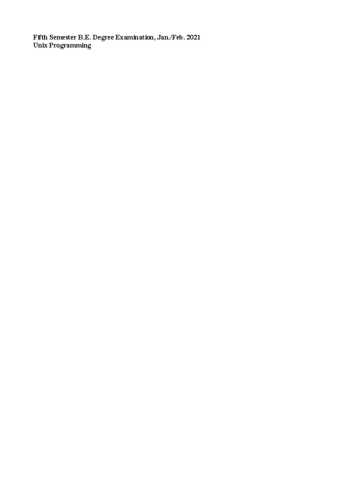 VTU 18CS56 Final Exam Ques Papers & Solutions on Unix Programming - Studocu