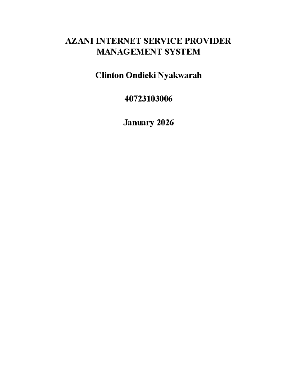 AZA 40723103006: Internet Service Provider Management System Project ...
