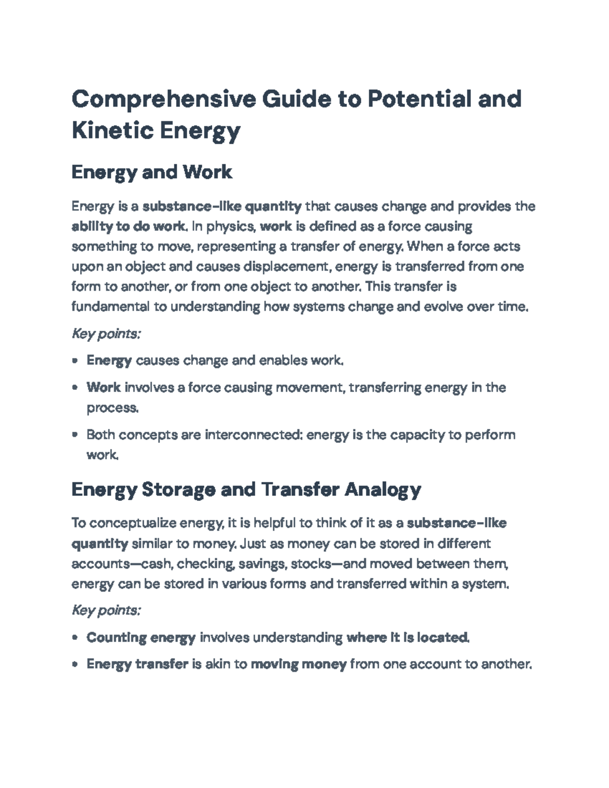 Comprehensive Guide to Potential & Kinetic Energy (Physics 101) - Studocu