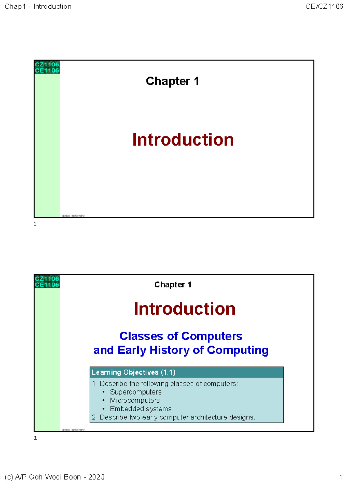 SC1006 Document - summary of 1006 - Introduction Chapter 1 Classes of ...