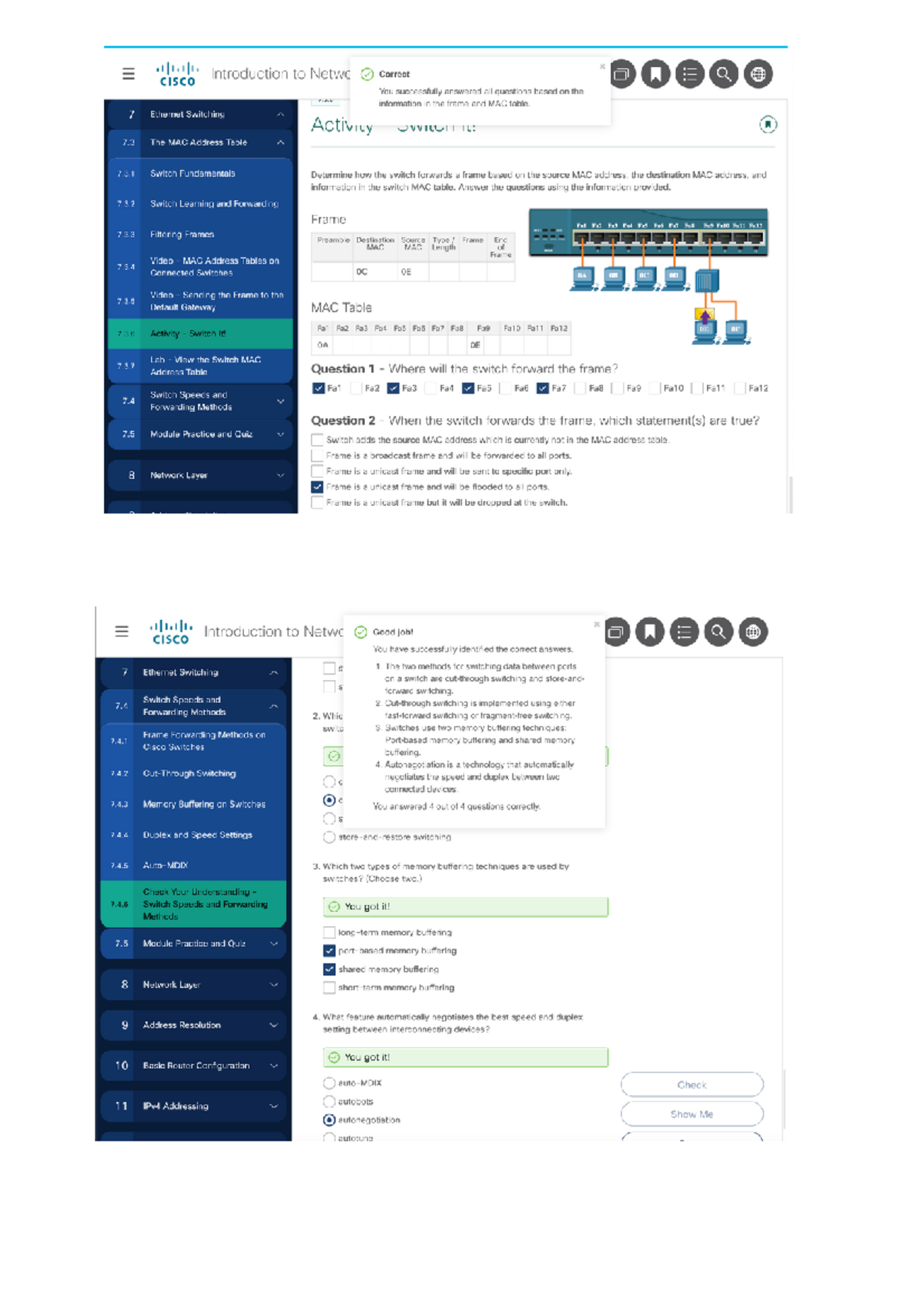 7. CYU - check your understnading - etfrctfus cisco Ethernet tehing The ...