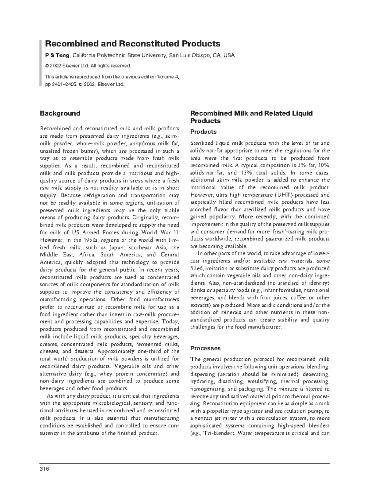 Recombined and Reconstituted Dairy Products: An Overview (Dairy 101 ...