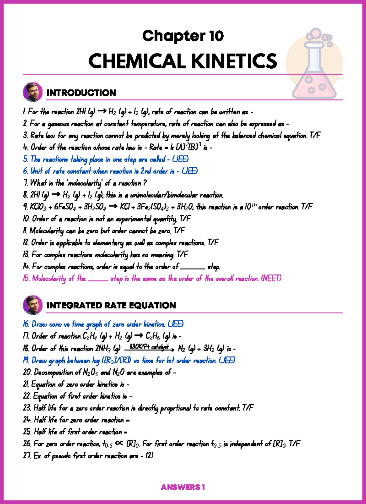 Chapter 10: Chemical Kinetics Overview (JEE) - Studocu