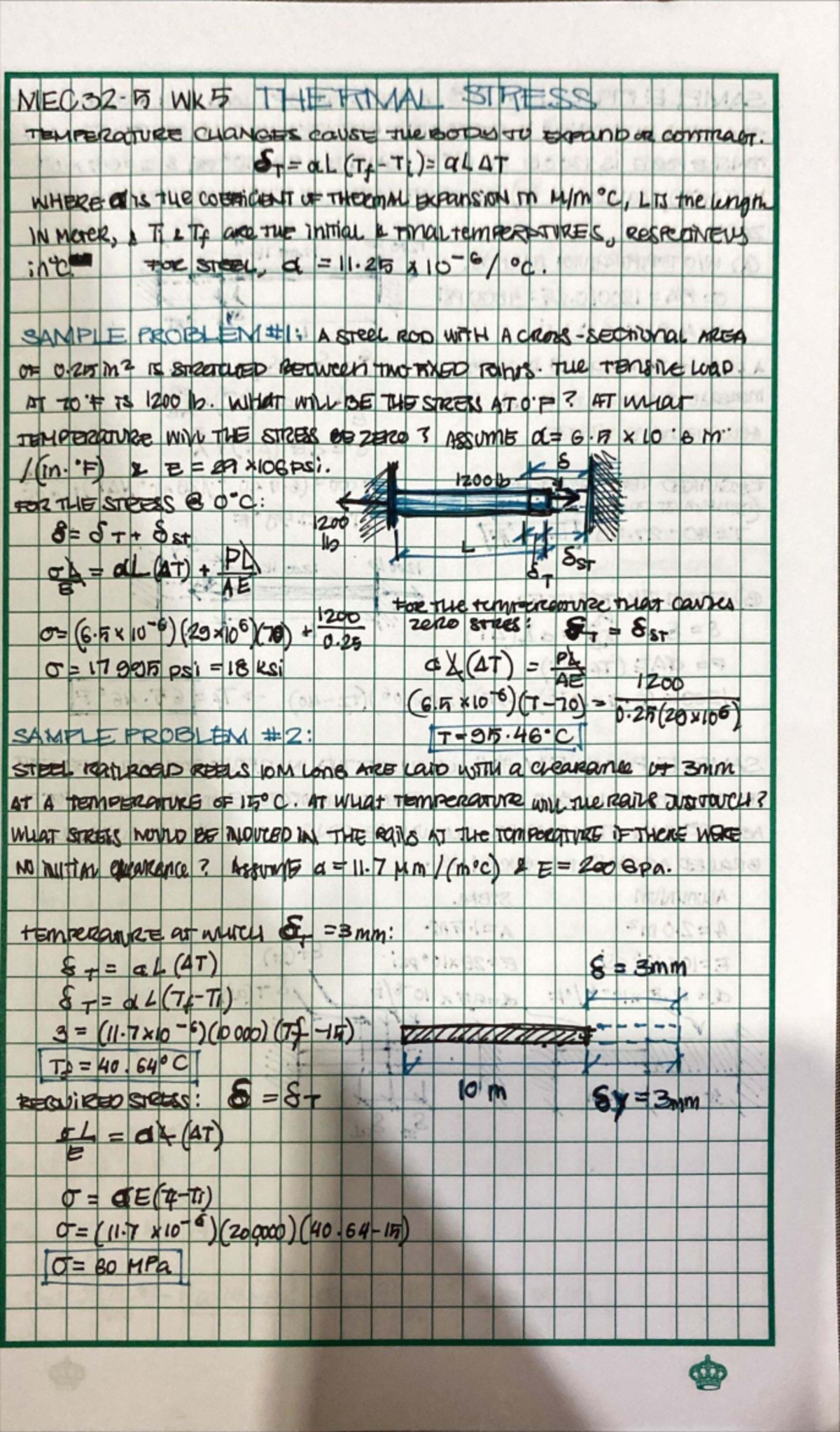 WK5 DEFORMABLES NOTES 3: THERMAL STRESS & SAMPLE PROBLEMS - Studocu