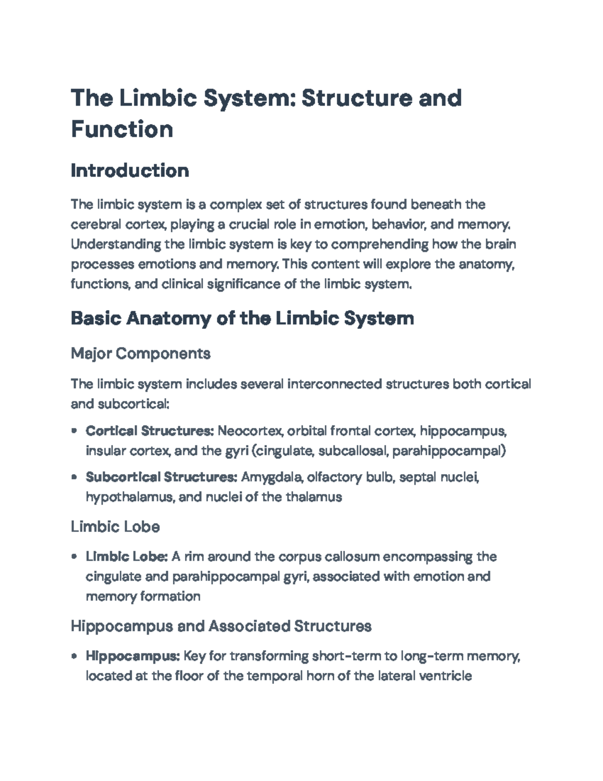 Limbic System Overview: Anatomy, Functions, and Clinical Significance ...