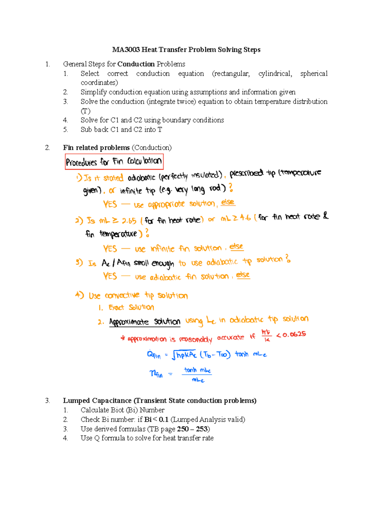 MA3003 Heat Transfer Problem Solving Steps and Techniques - Studocu