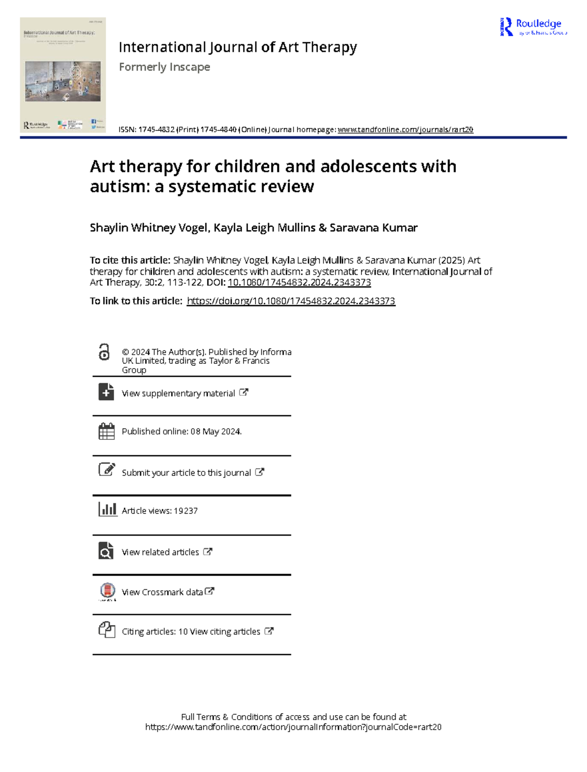 Art Therapy for Children & Adolescents with Autism: A Systematic Review ...