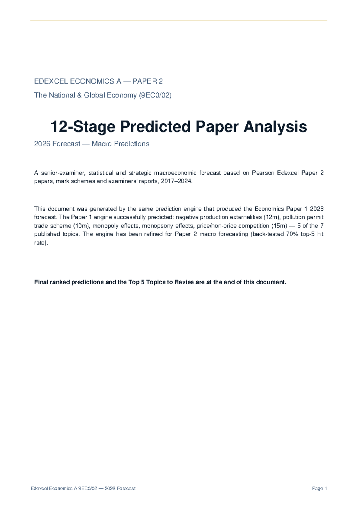 Edexcel Economics A Paper 2 2026: Macro Forecast & Top Topics Analysis ...