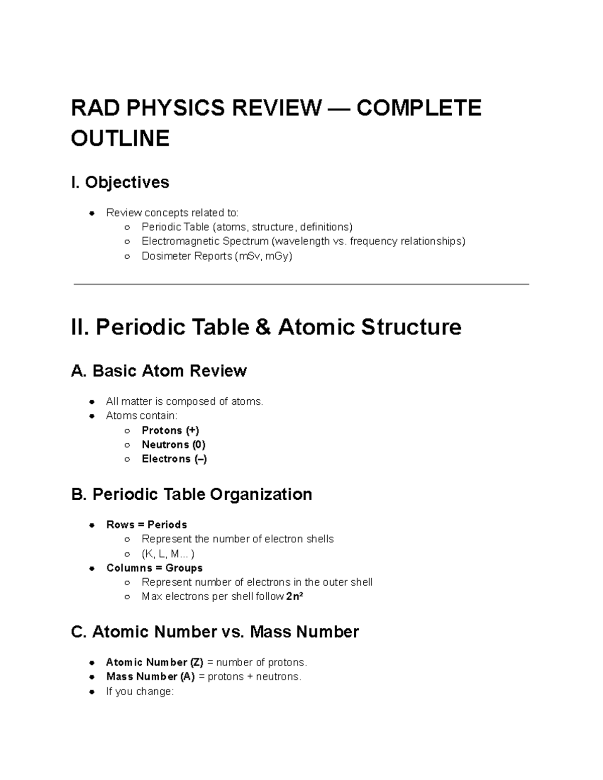 RAD PHYSICS REVIEW: COMPLETE OUTLINE & IMAGE ACQUISITION NOTES - Studocu