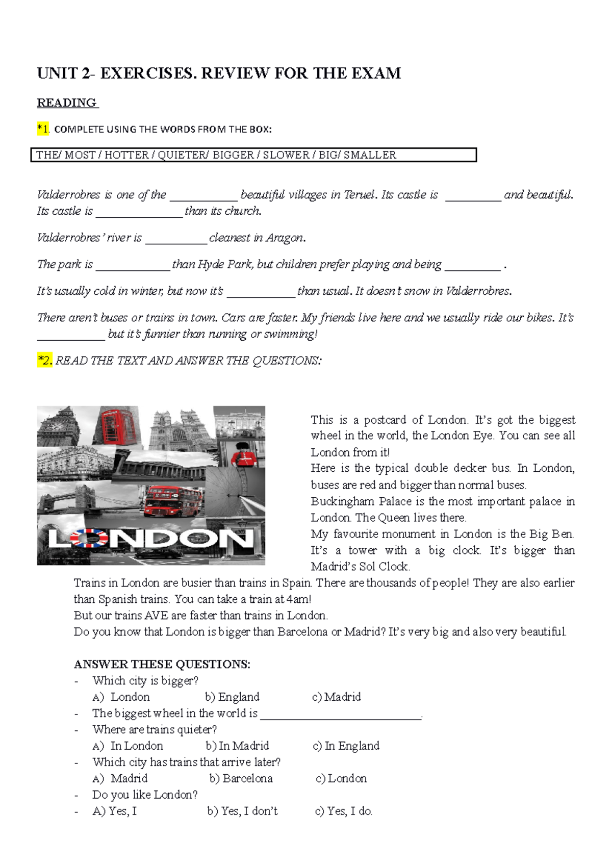 Rooftops 5 Unit 2 Test Review Exercises for 5th Grade Students - Studocu