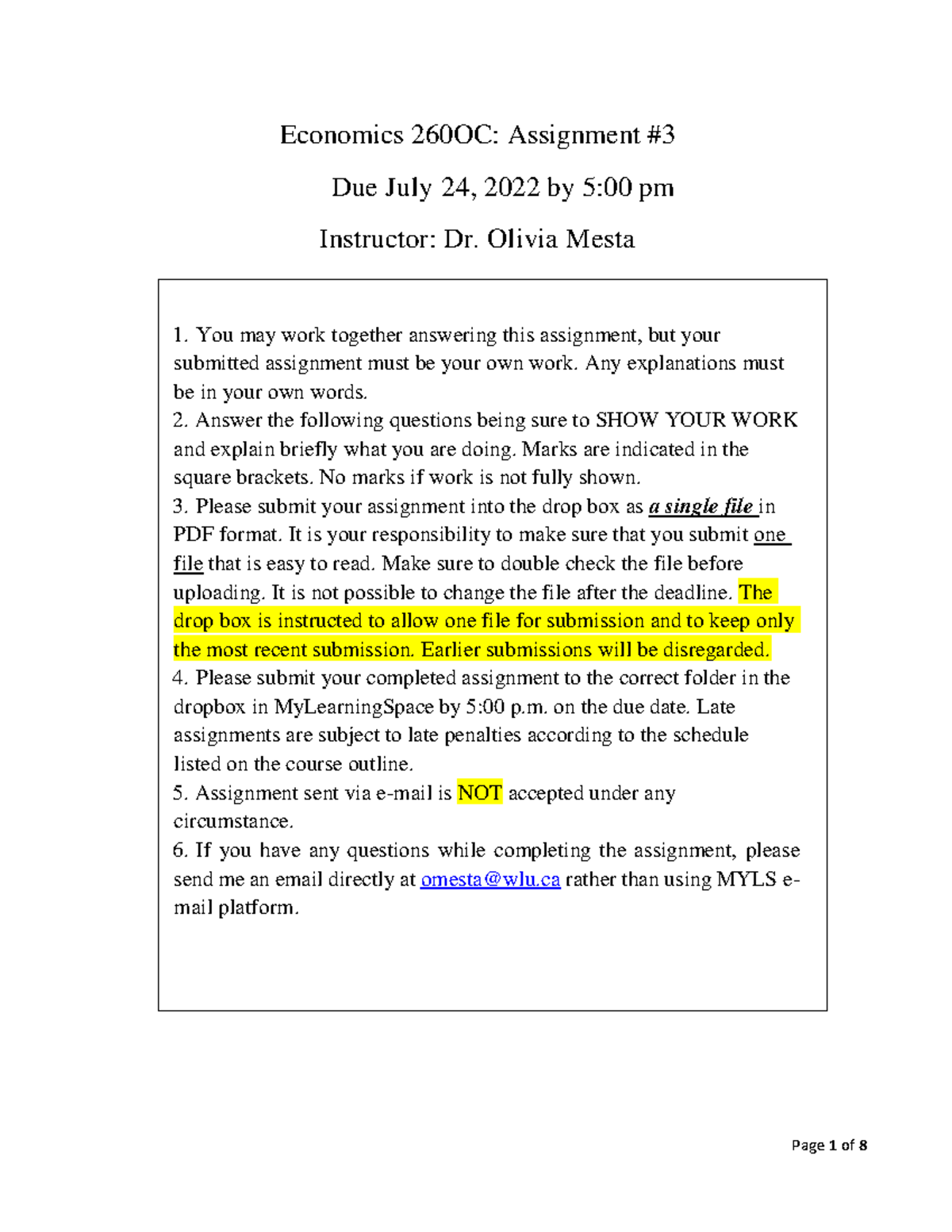 Economics 260OC: Assignment 3 Overview & Guidelines (Due July 24, 2022 ...