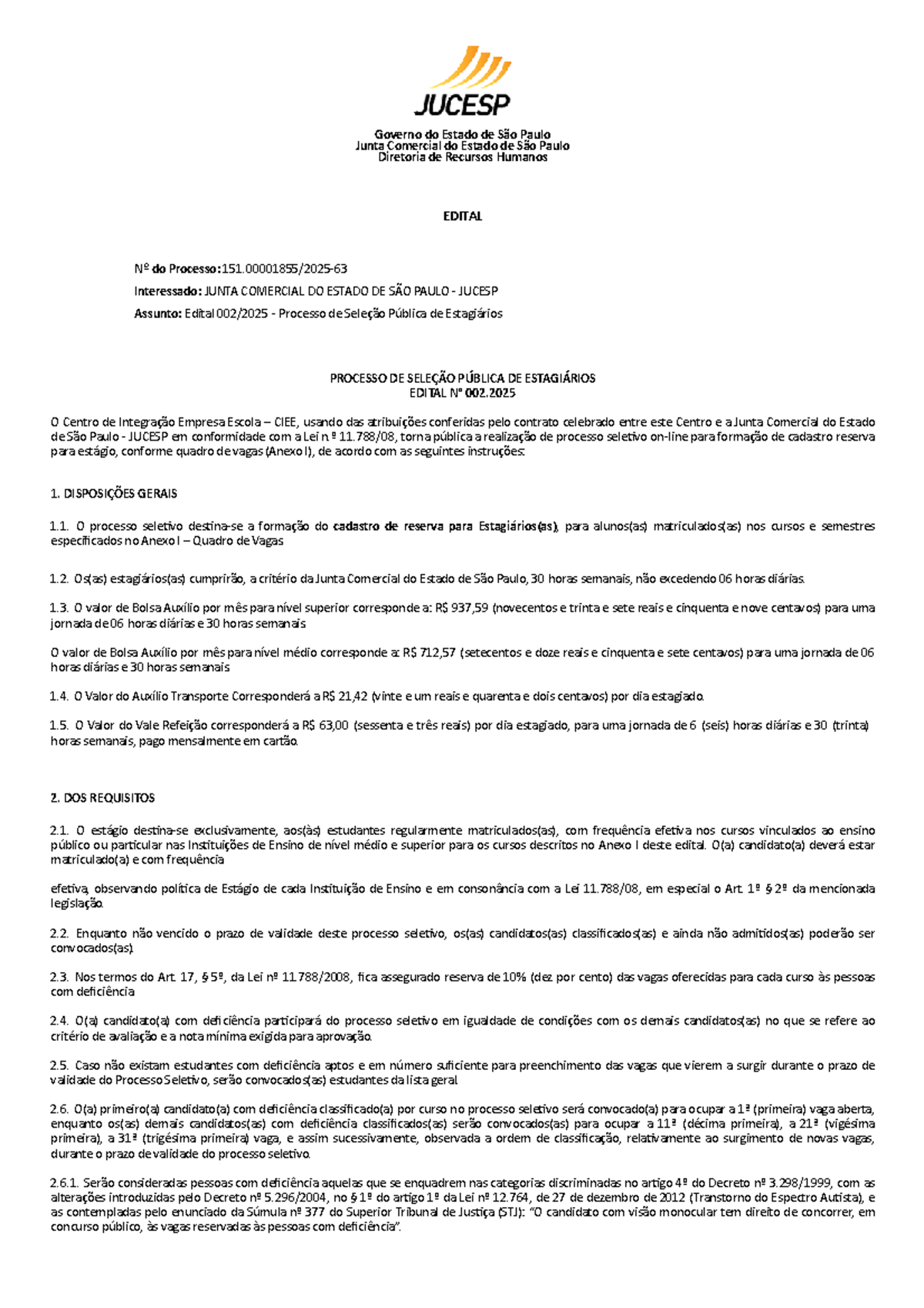 Jucesp - 01-2025 - Governo do Estado de São Paulo Junta Comercial do ...