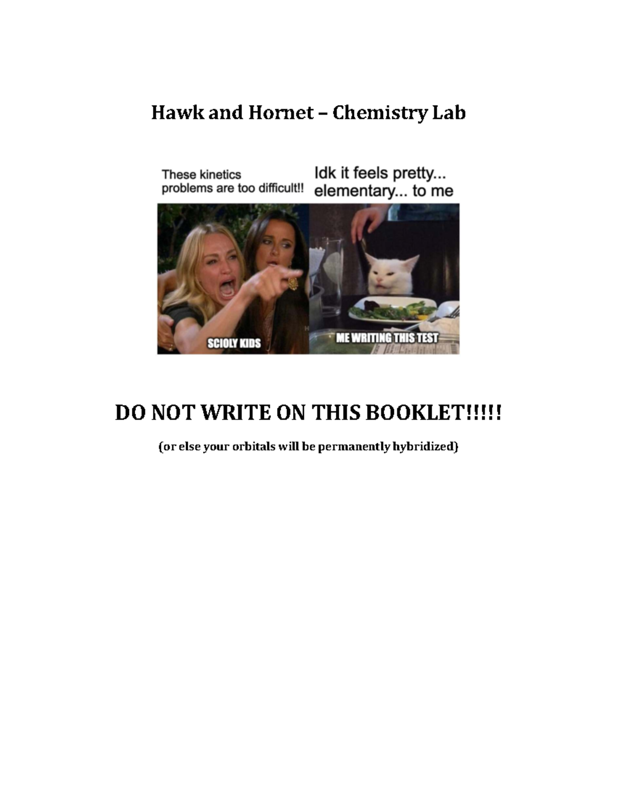 Chem Lab Test HH26: Hawk and Hornet Reaction Analysis - Studocu