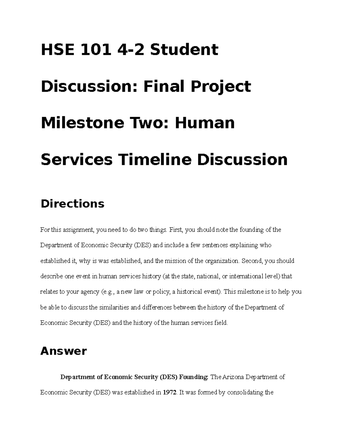 HSE 101 Module Four Final Project Milestone Two Timeline Analysis - Studocu
