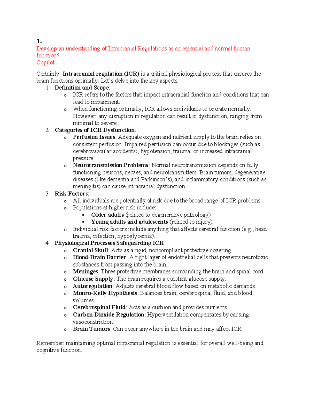NUR 305 Nursing Assignment: Understanding Intracranial Regulation - Studocu
