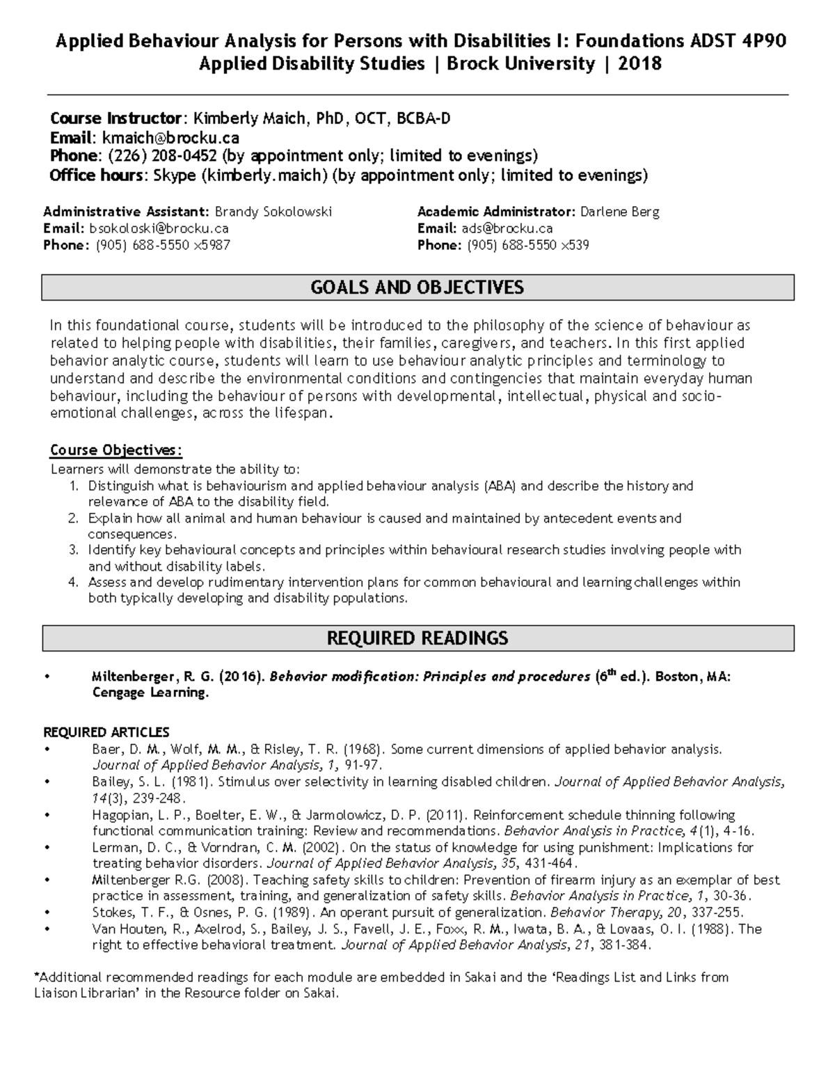 ADST 4P90 Fall 2018 - Applied Behaviour Analysis Foundations Notes ...
