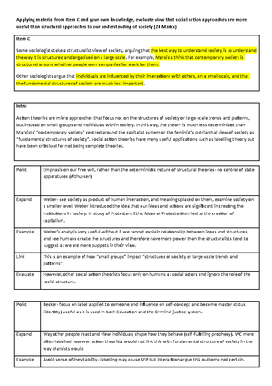 Sociology- educaition 30 marker (marketisation) - Applying material ...