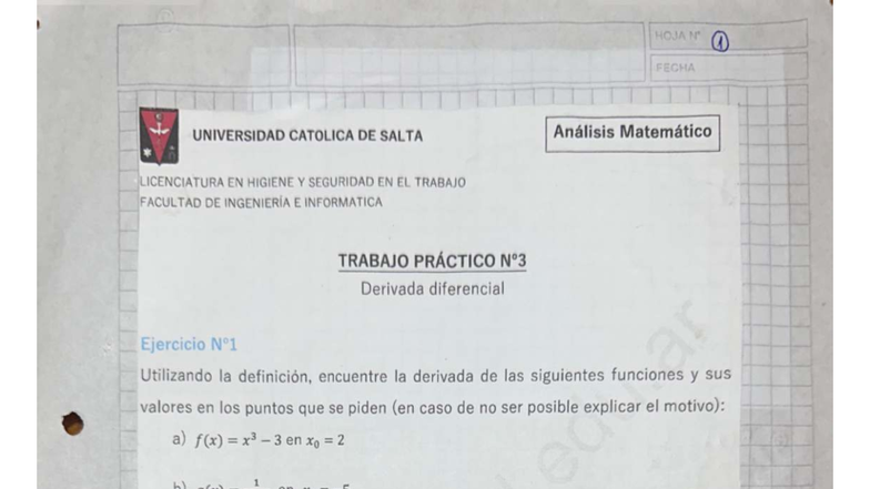 TP 3: Derivadas Diferenciales en Análisis Matemático - Studocu