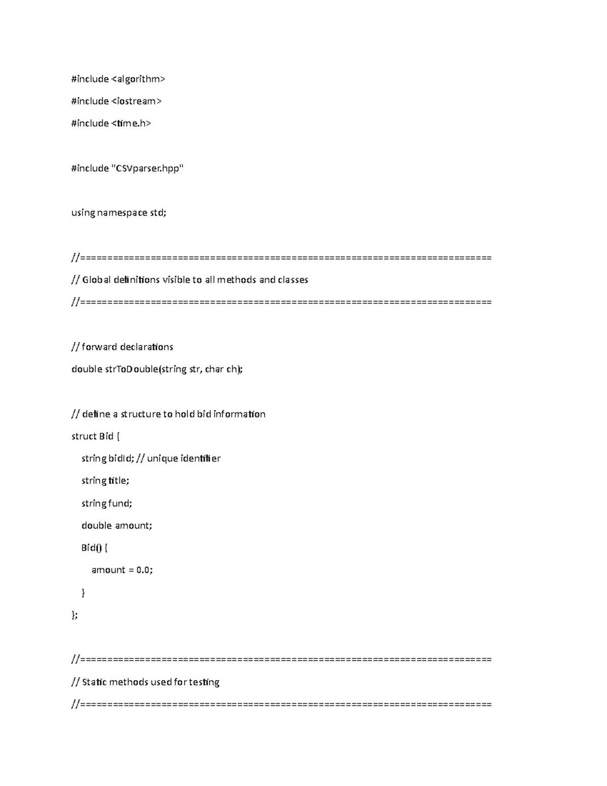 CS 300: Quick and Selection Sorting of Bid Vectors - Studocu