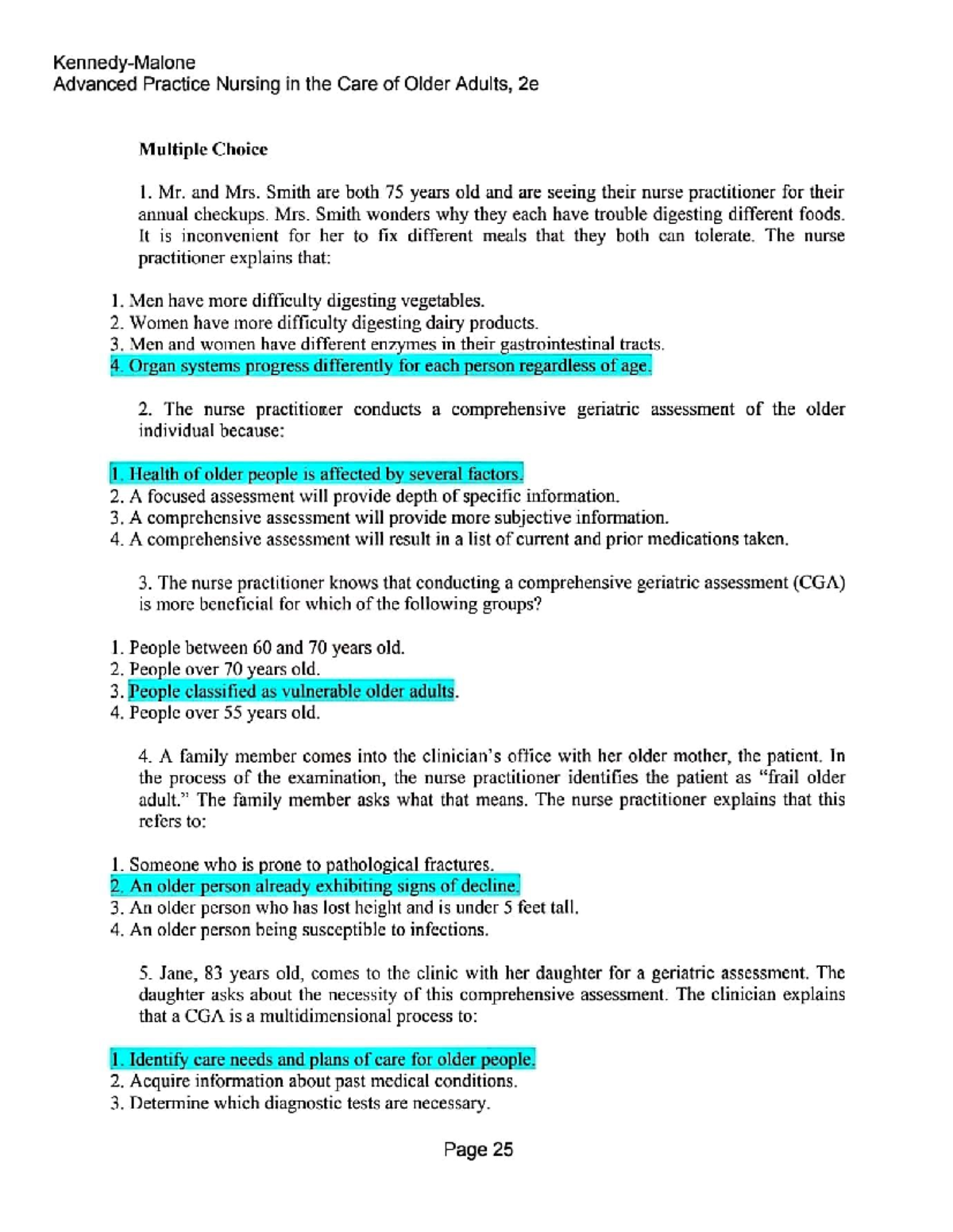 Advanced Practice Nursing in Geriatric Care: Quiz 2 (277) - Studocu