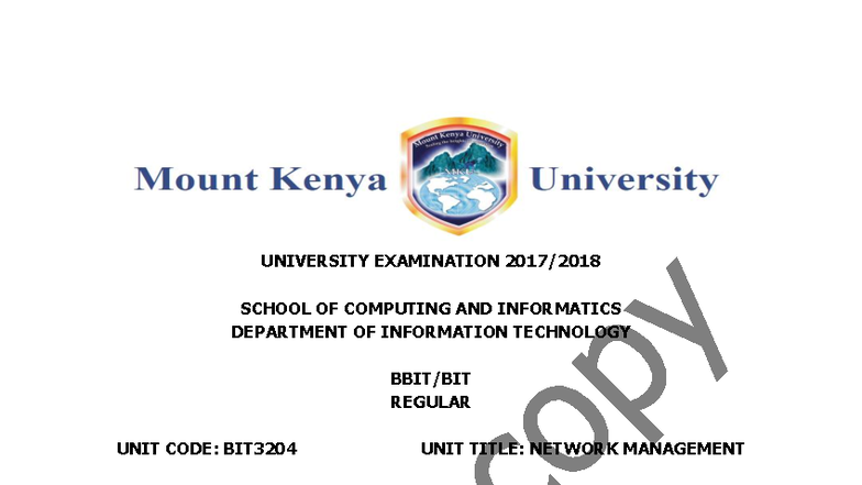 BIT3204 Network Management Regular Exam Notes - Studocu