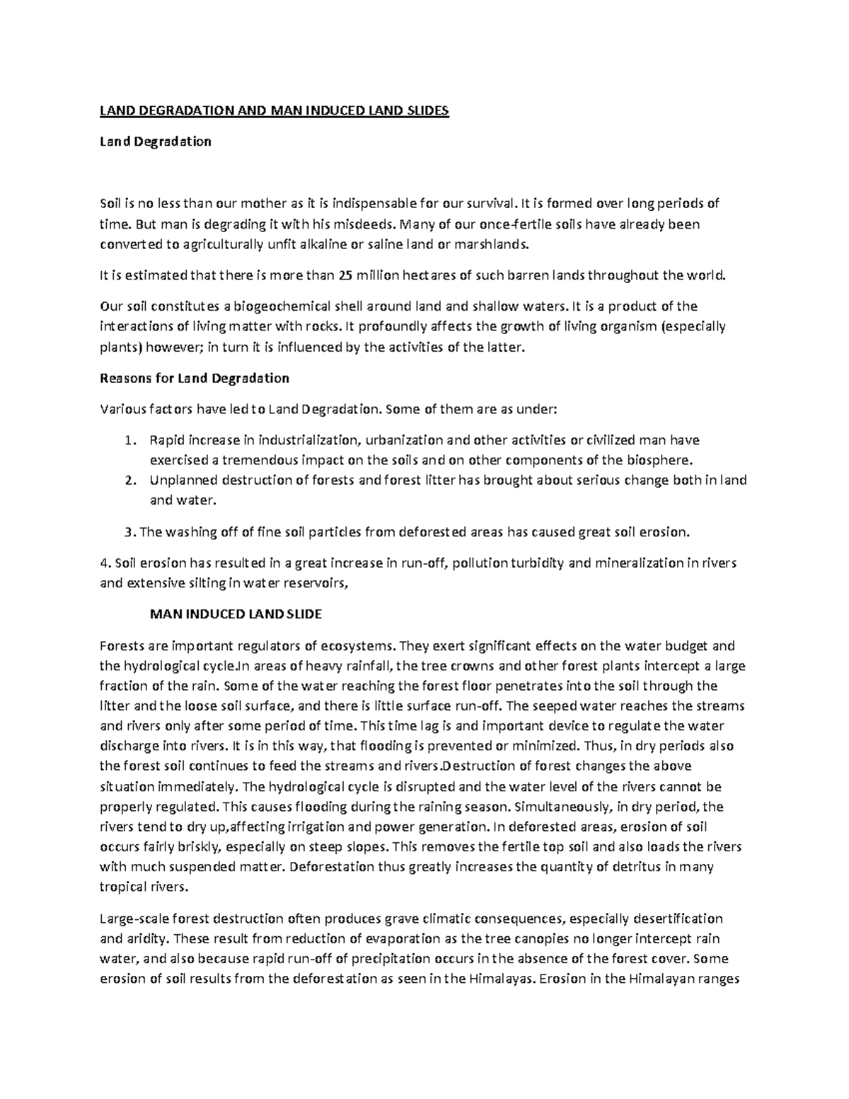 The Impact of Land Degradation and Induced Landslides on Ecosystems ...