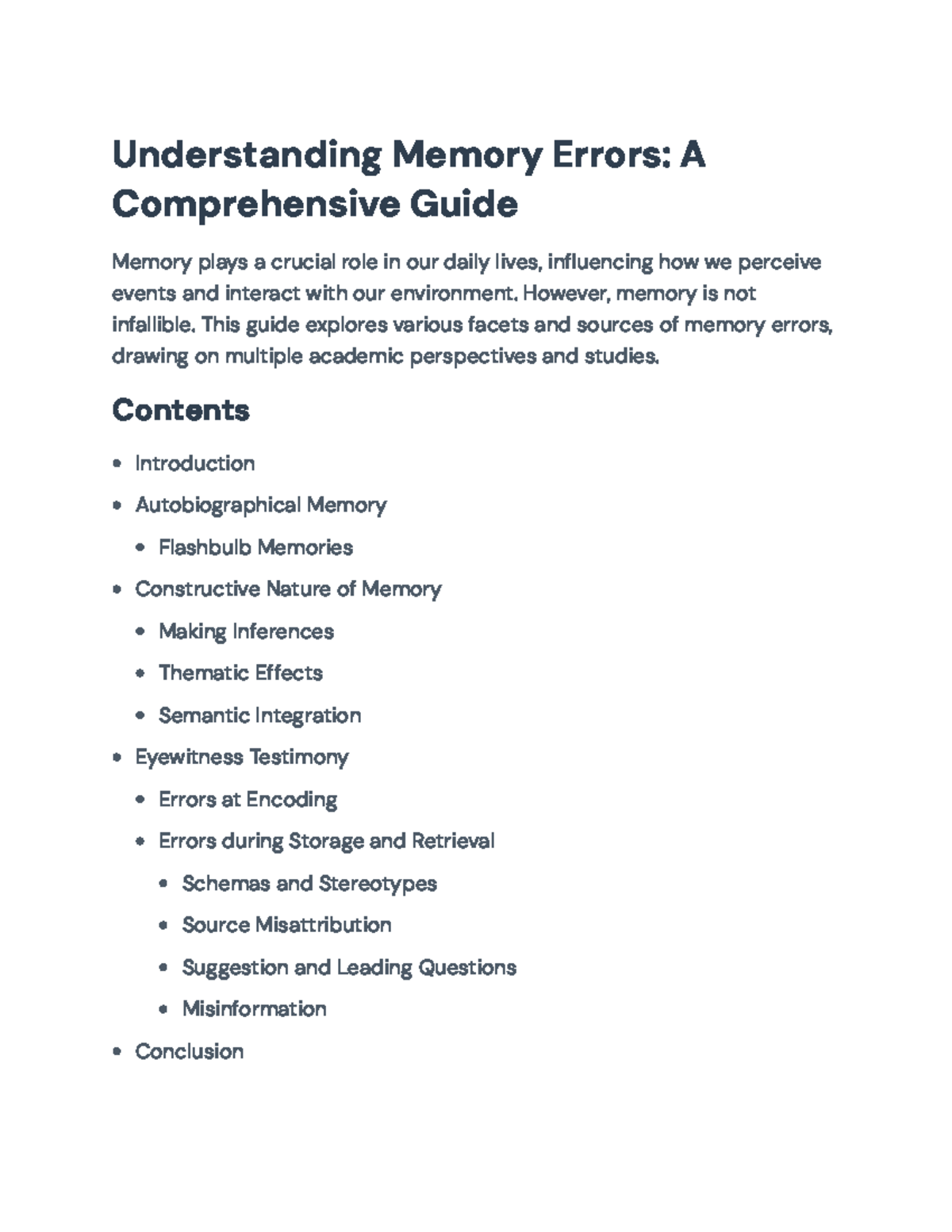 Understanding Memory Errors: A Comprehensive Overview for Psych 101 ...