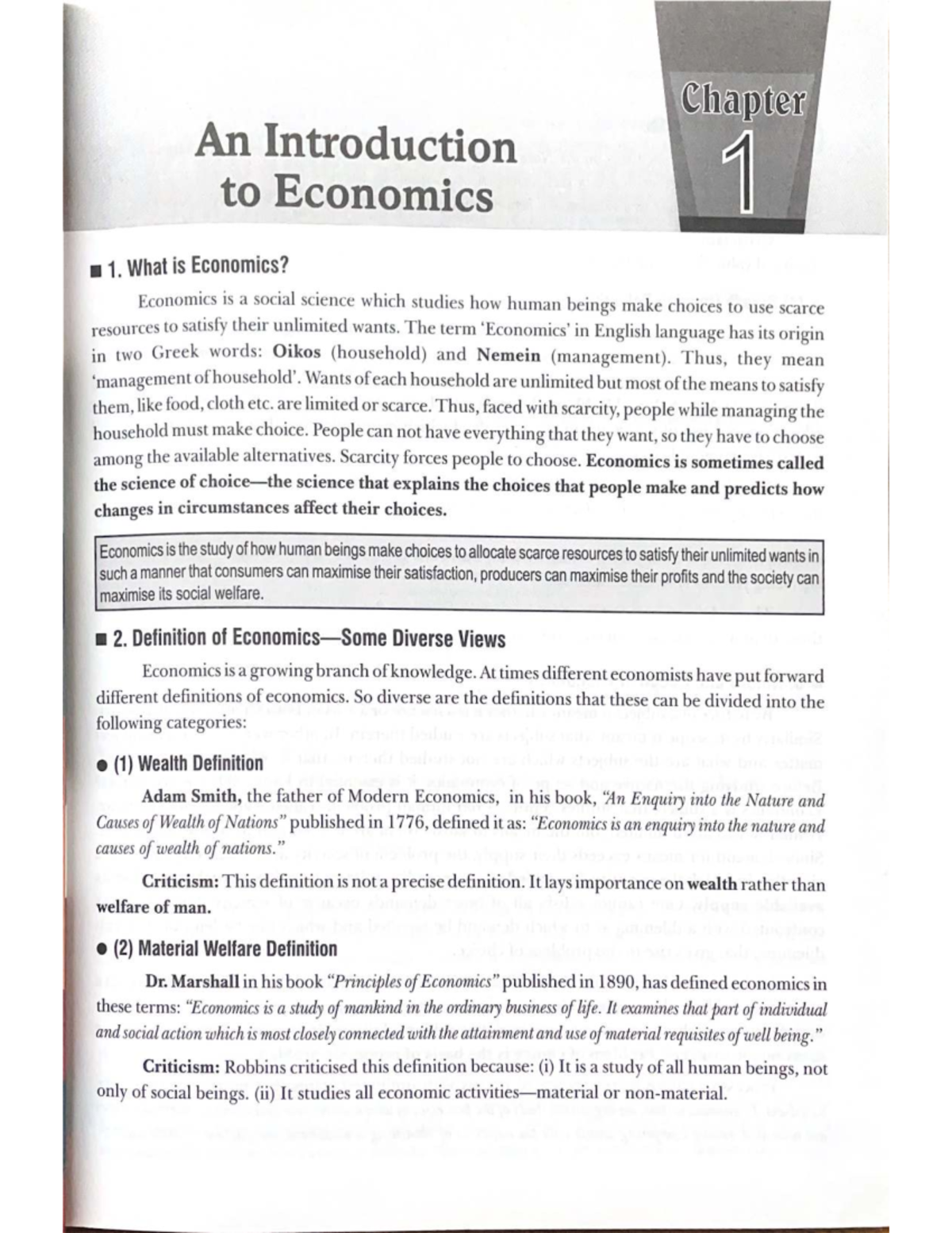 Chapter 1: An Introduction to Economics - Understanding Scarcity and ...