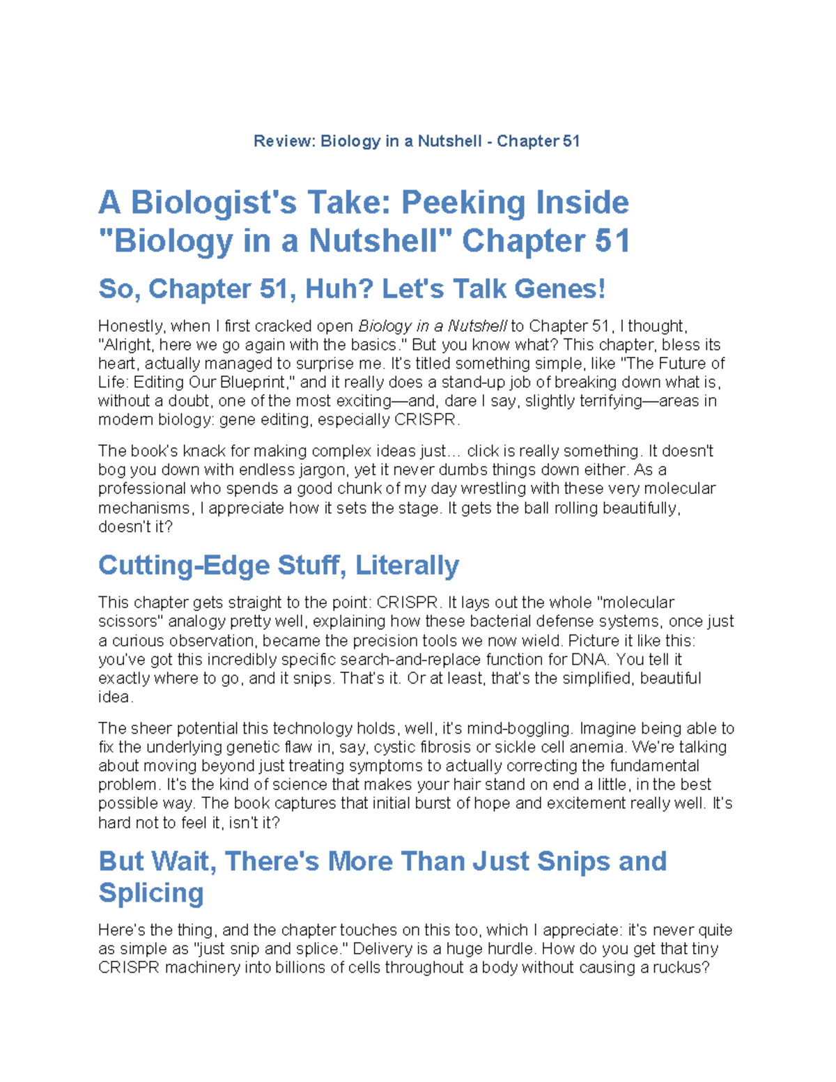 Biology for Beginners 2: Review of Chapter 51 - Gene Editing Insights ...