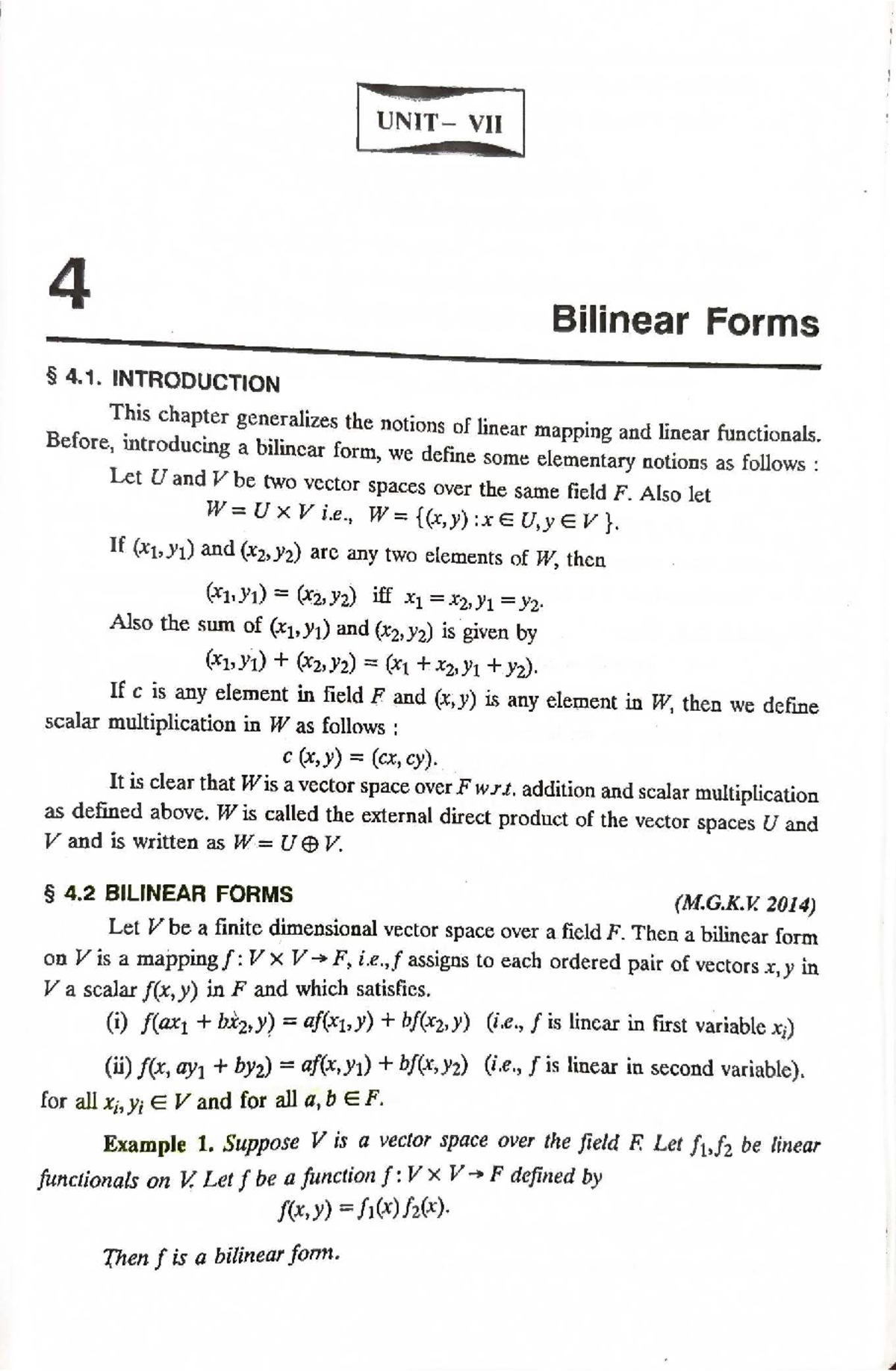 Bilinear Forms in Linear Algebra (M.G.K.V. 2014) - Studocu