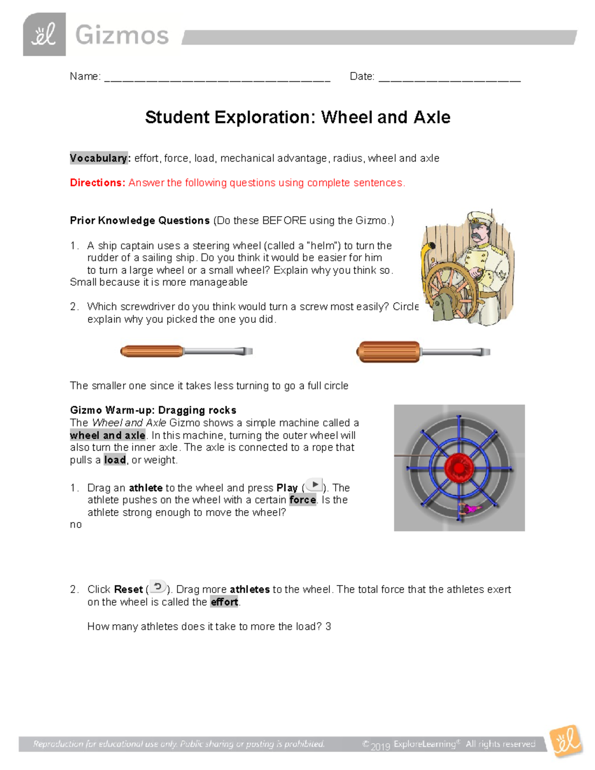 Exploration of Wheel and Axle Simple Machines Concepts - Studocu