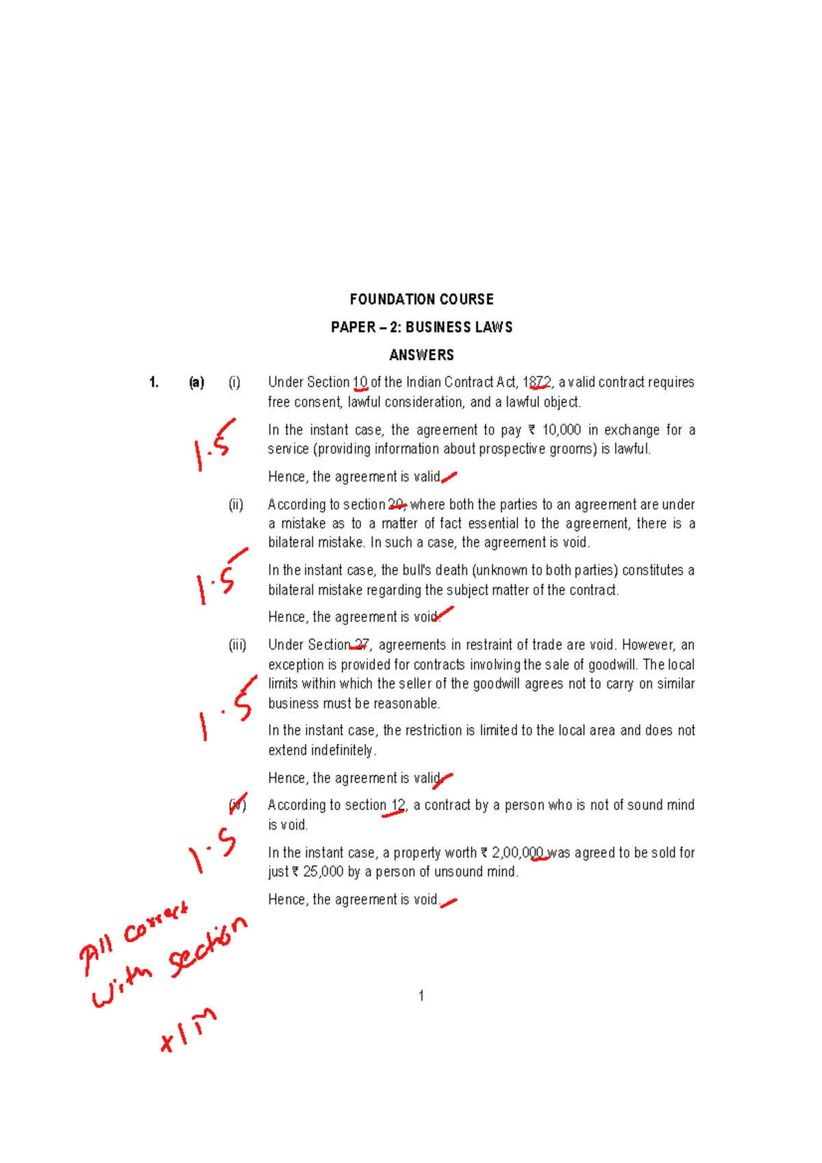 FOUNDATION COURSE PAPER 2: BUSINESS LAWS ANSWERS (JAN 05) - Studocu