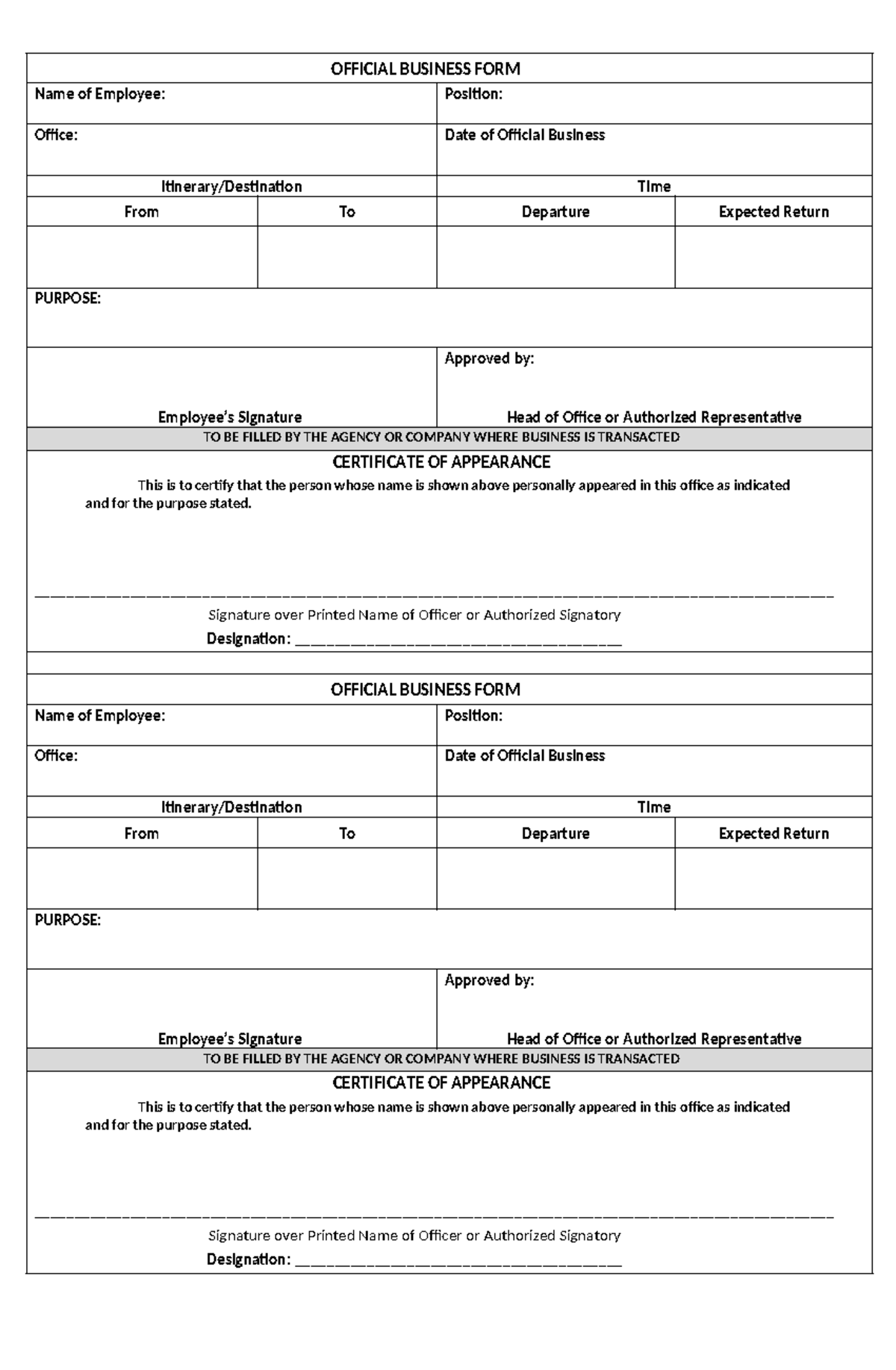 OB GIP Official Business Form and Certificate of Appearance - Studocu