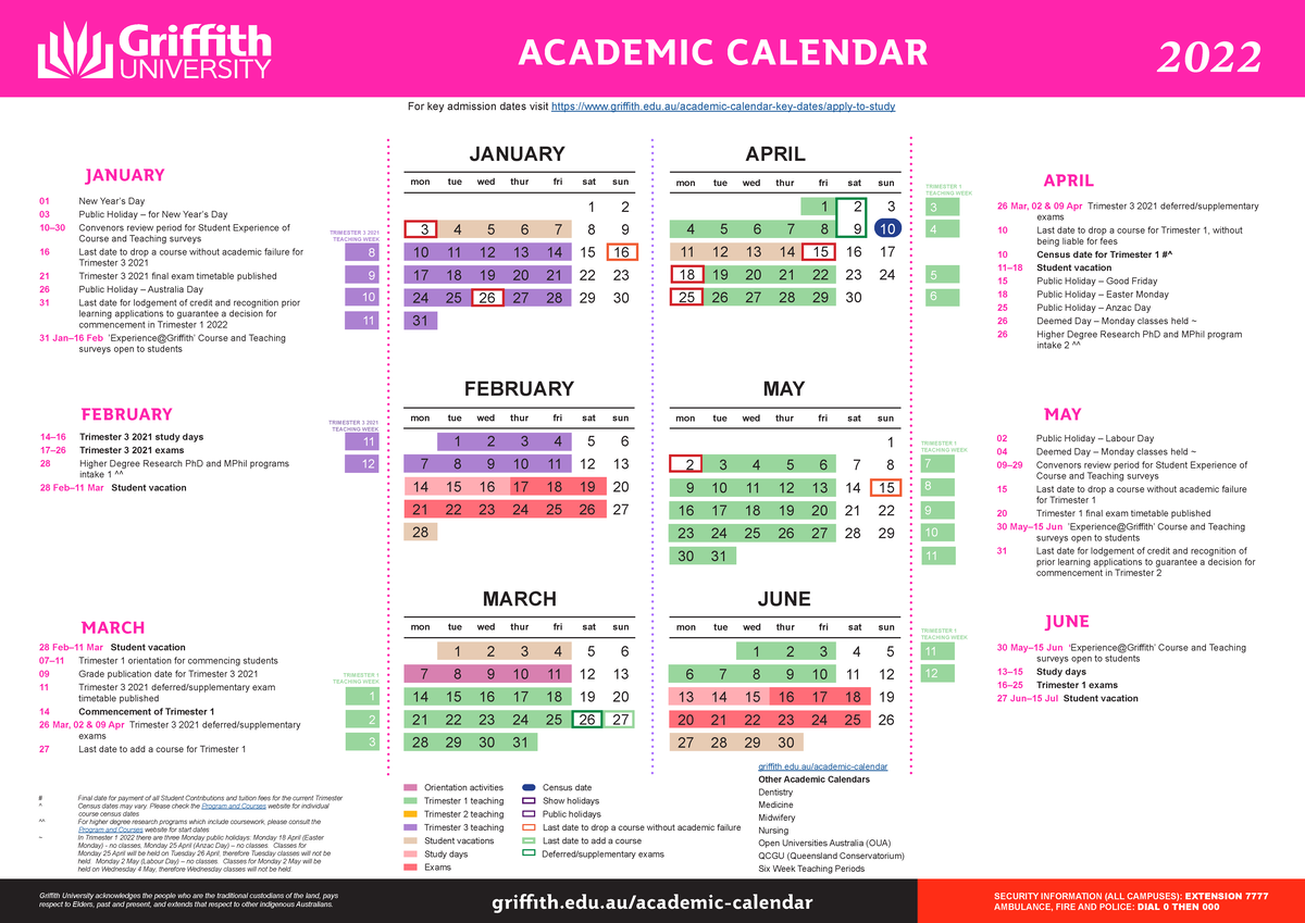 2022 Academic Calendar Updated - gri th.edu/academic-calendar Griffith ...