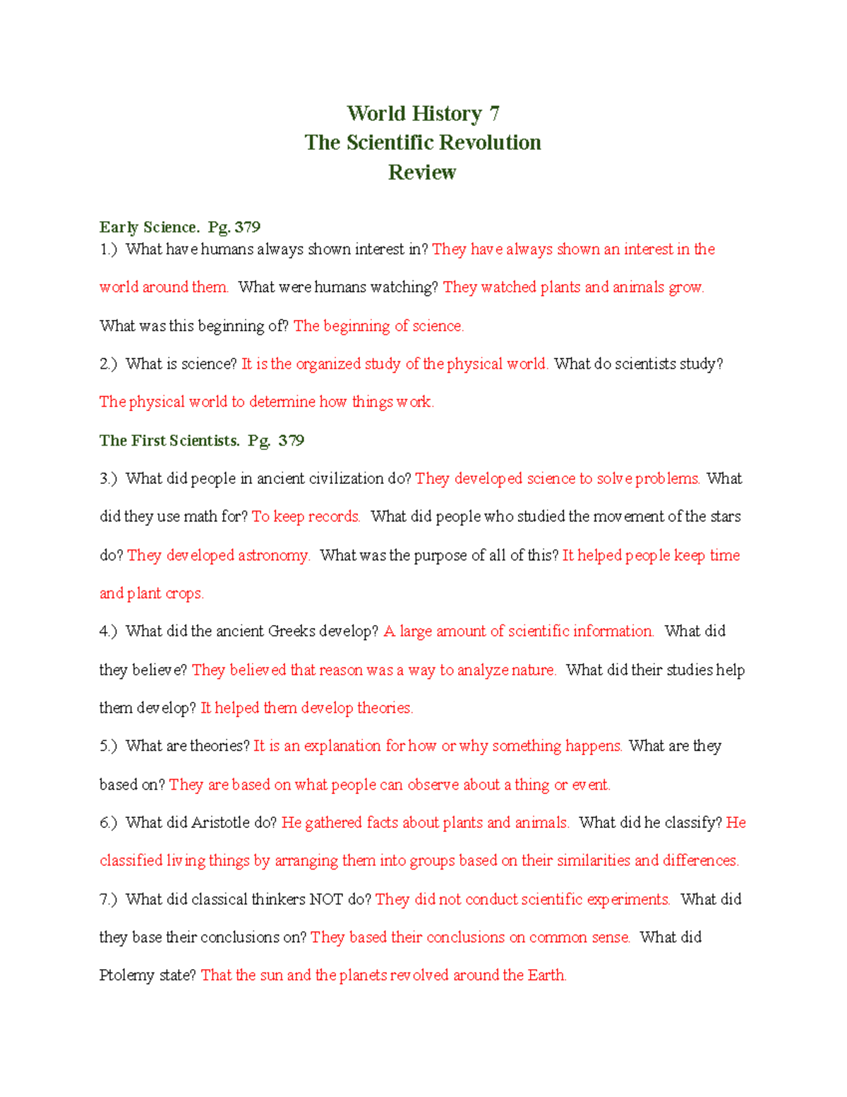World History 7: The Scientific Revolution Review Notes - Studocu
