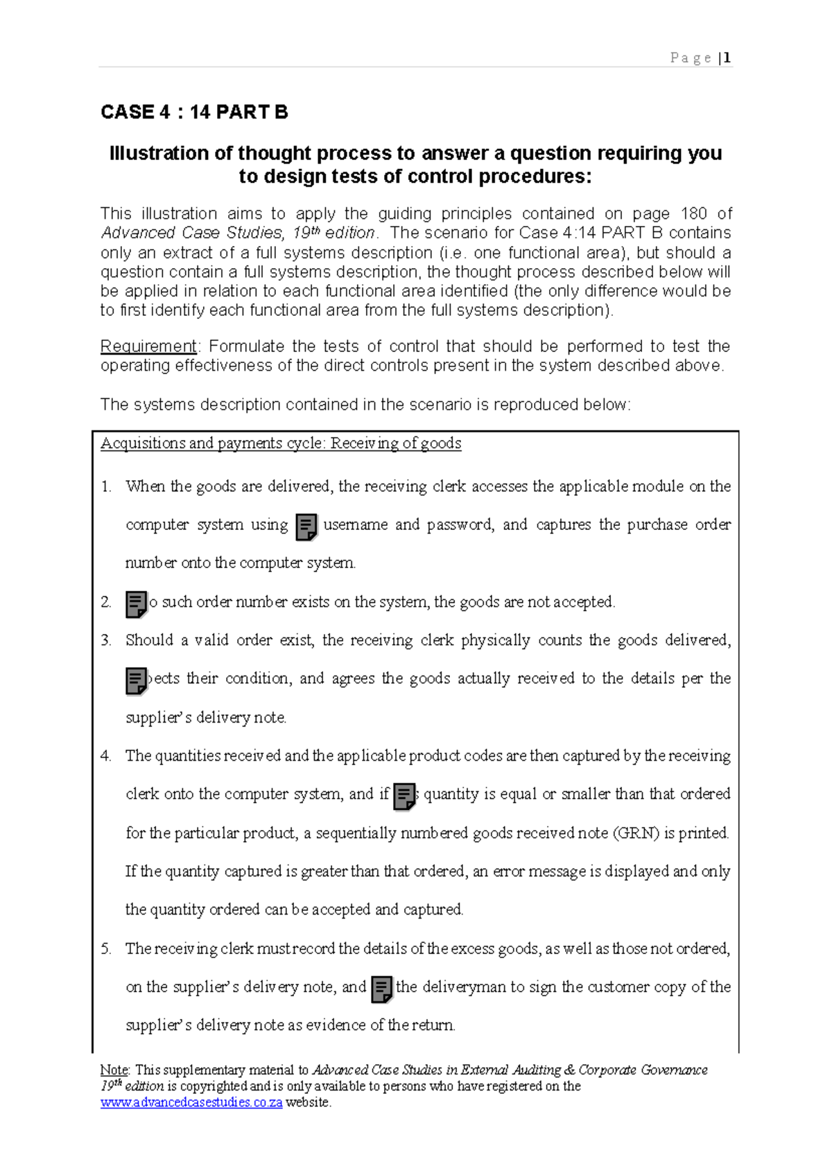 Case 4:14B - Guidance on Testing Control Procedures in Auditing - Studocu
